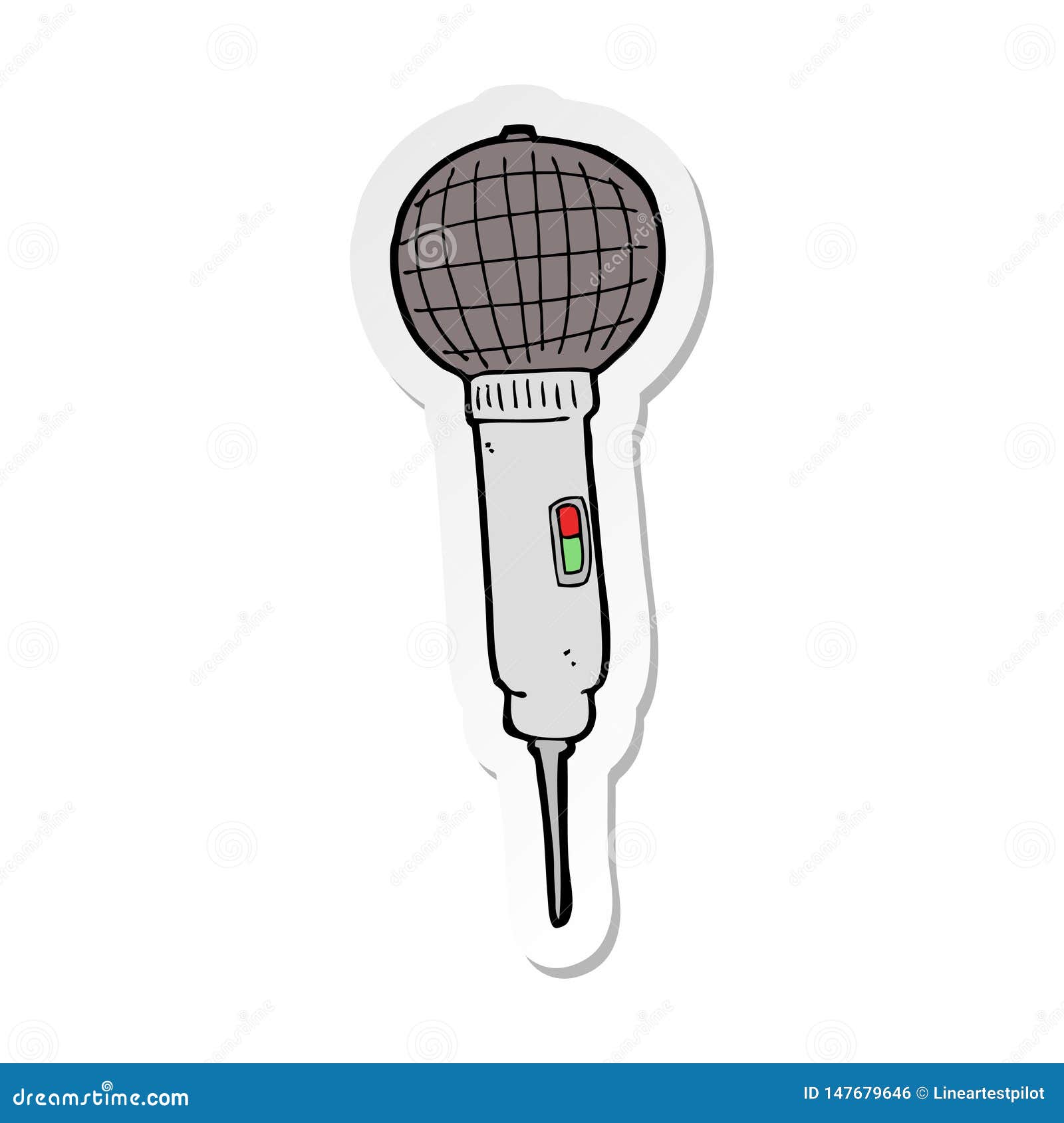 Sticker of a Cartoon Microphone Stock Vector - Illustration of sticker ...
