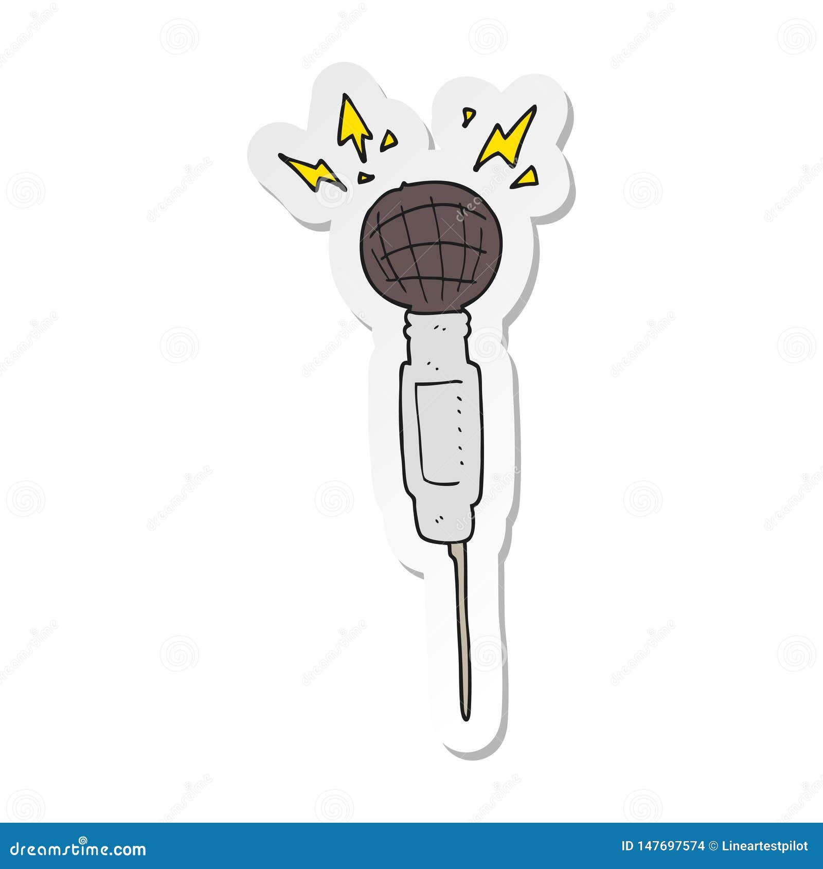 Sticker of a Cartoon Microphone Stock Vector - Illustration of icon ...