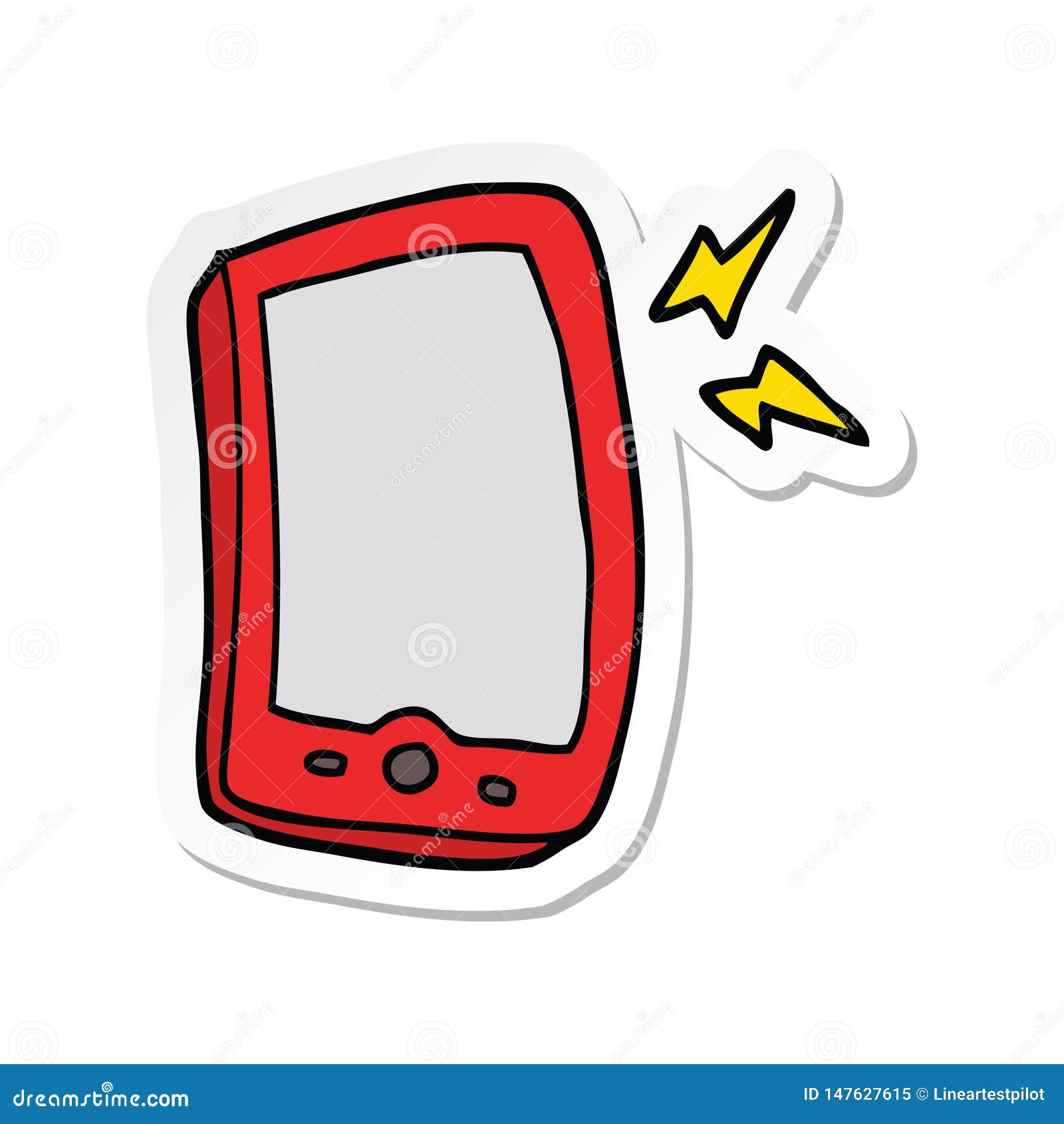 Sticker of a Cartoon Mobile Phone Stock Vector - Illustration of doodle ...