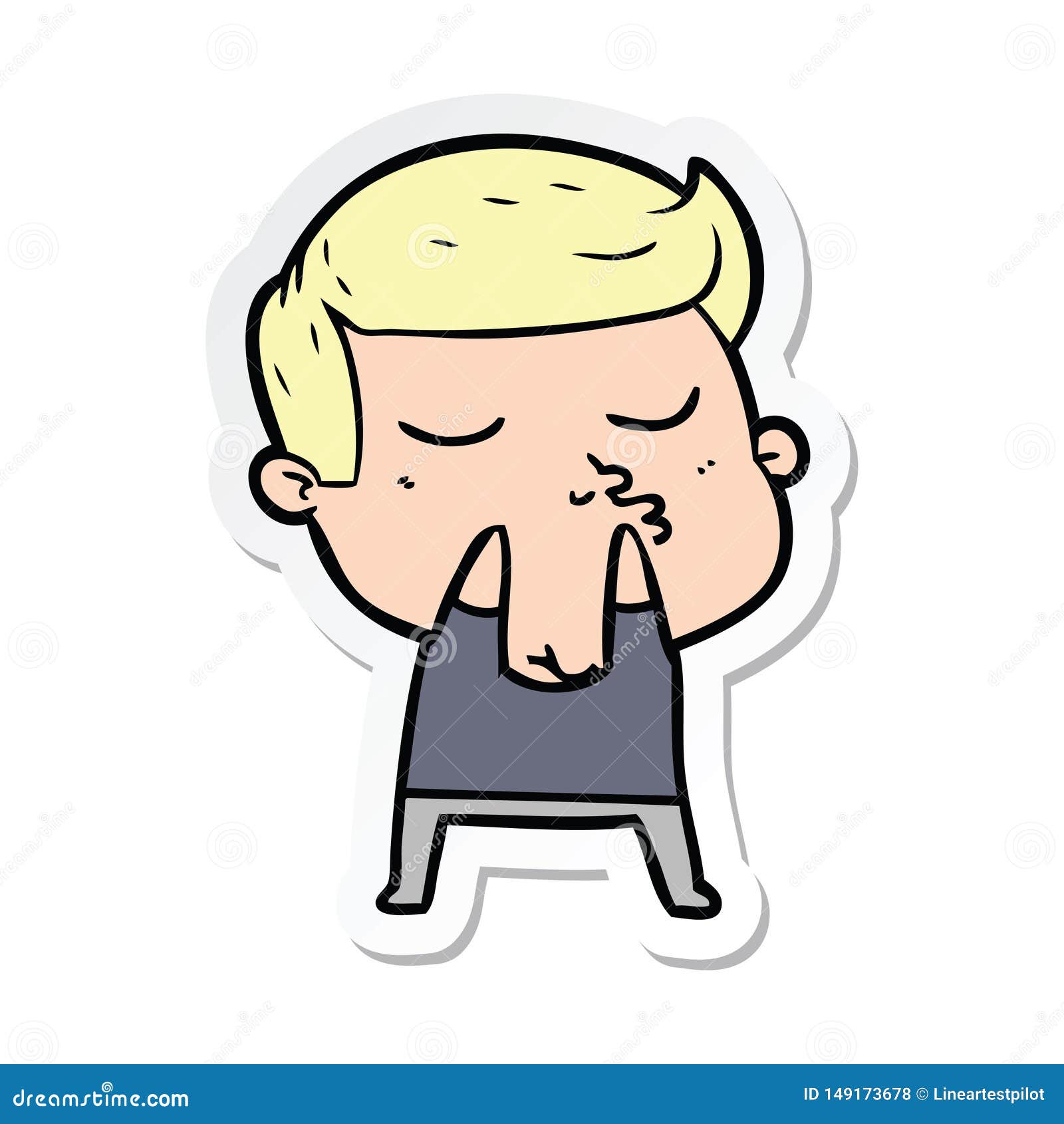 Sticker of a Cartoon Model Guy Pouting Stock Vector - Illustration of ...