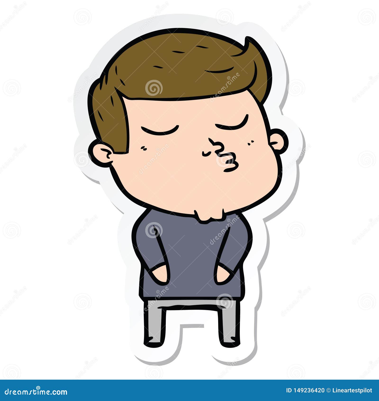 Sticker of a Cartoon Model Guy Pouting Stock Vector - Illustration of ...