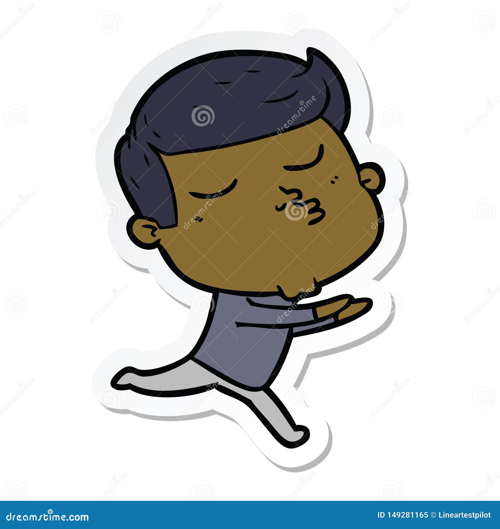 Sticker of a Cartoon Model Guy Pouting Stock Vector - Illustration of ...