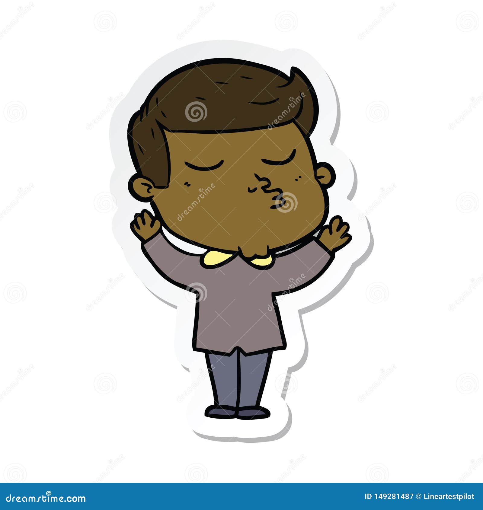 Sticker of a Cartoon Model Guy Pouting Stock Vector - Illustration of ...