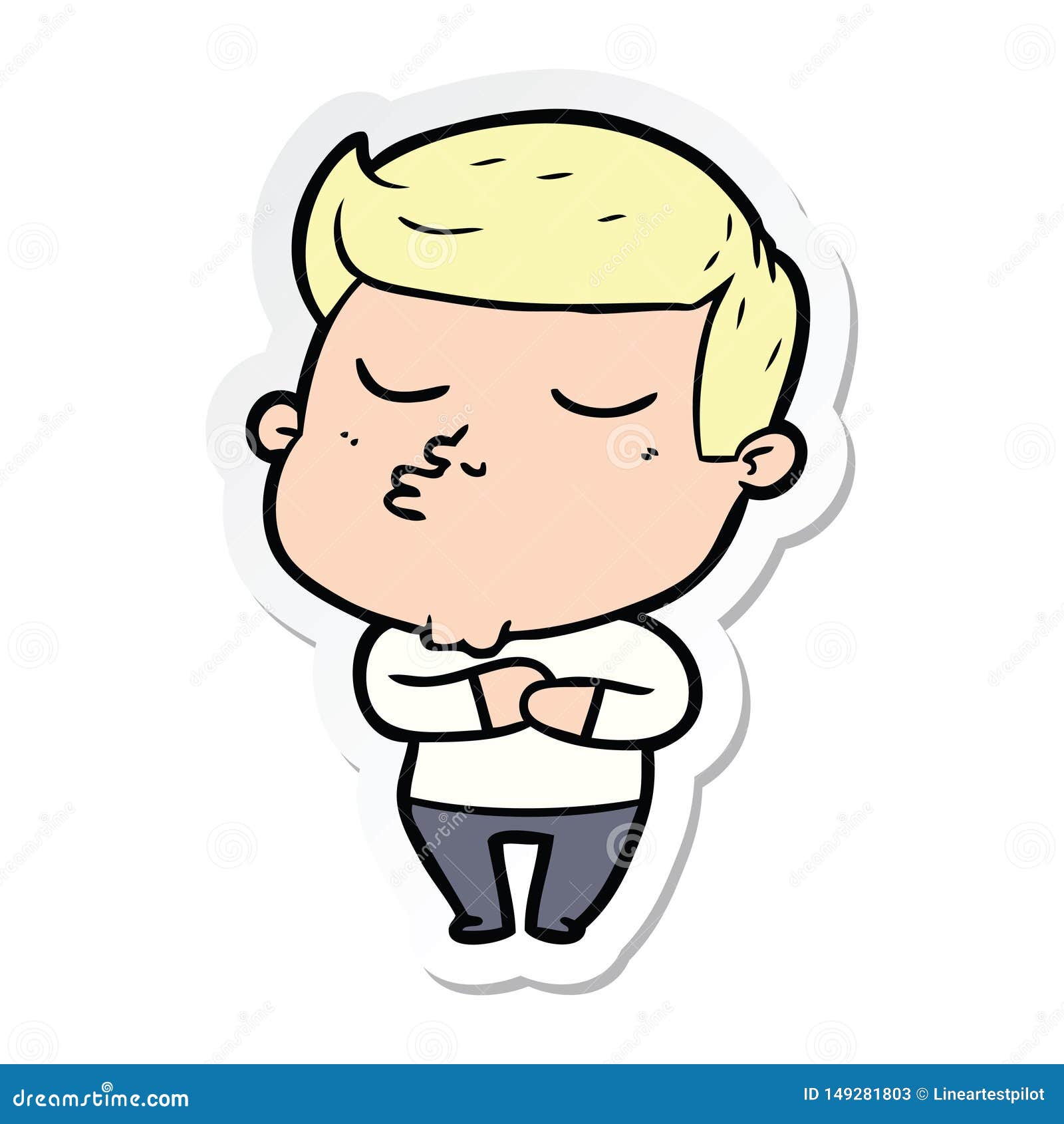 Sticker of a Cartoon Model Guy Pouting Stock Vector - Illustration of ...