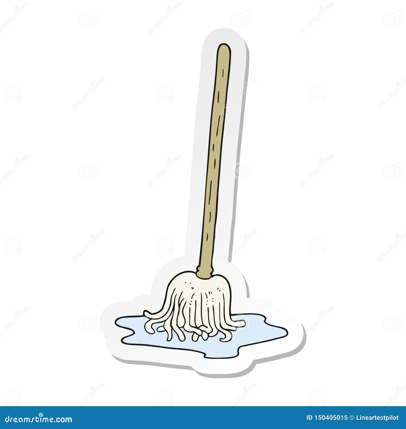 Sticker of a cartoon mop stock vector. Illustration of symbol - 150405015