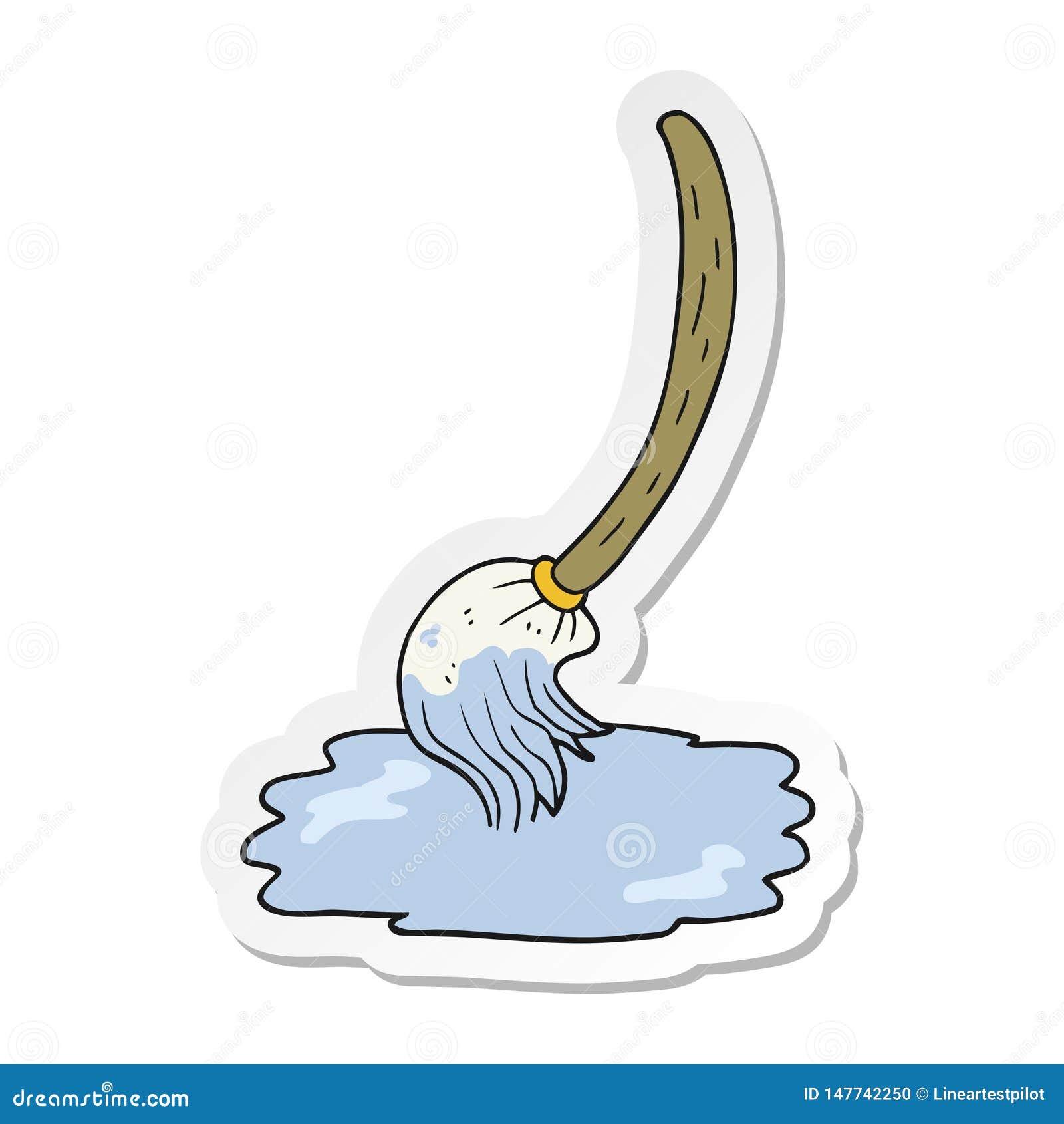 Sticker of a cartoon mop stock vector. Illustration of funny - 147742250