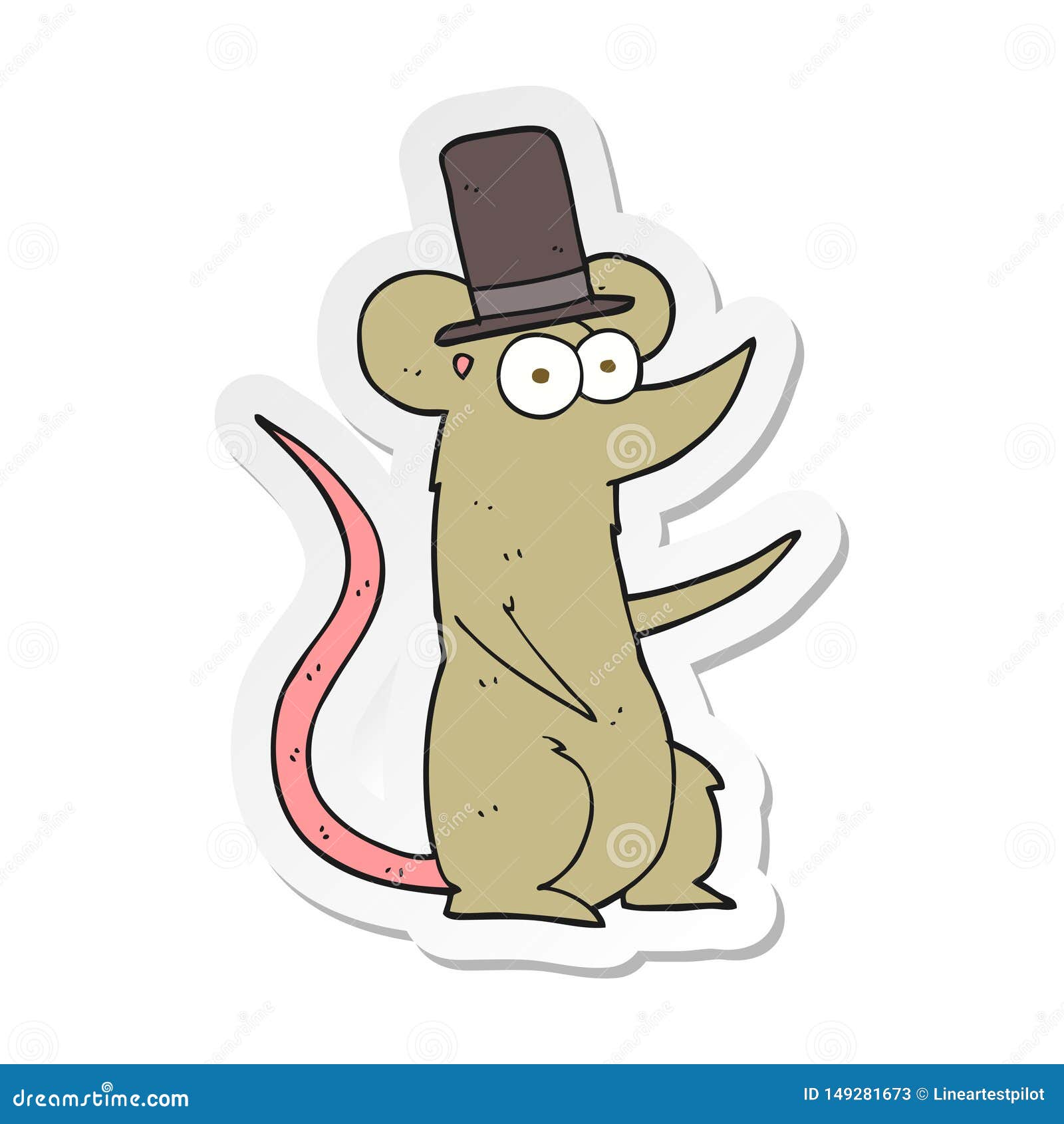 Sticker of a Cartoon Mouse Wearing Top Hat Stock Vector - Illustration ...