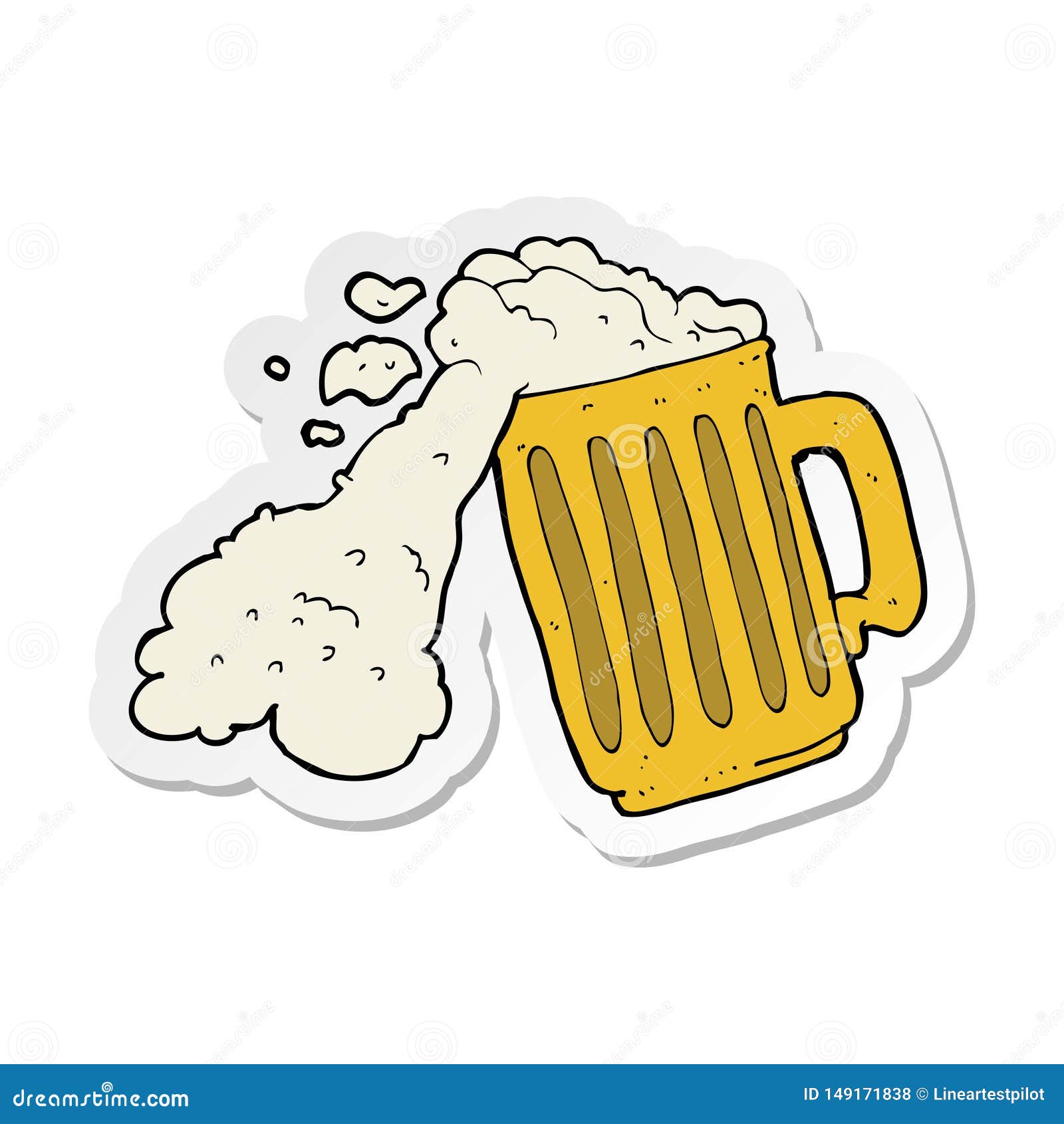 Sticker of a Cartoon Mug of Beer Stock Vector - Illustration of funny ...