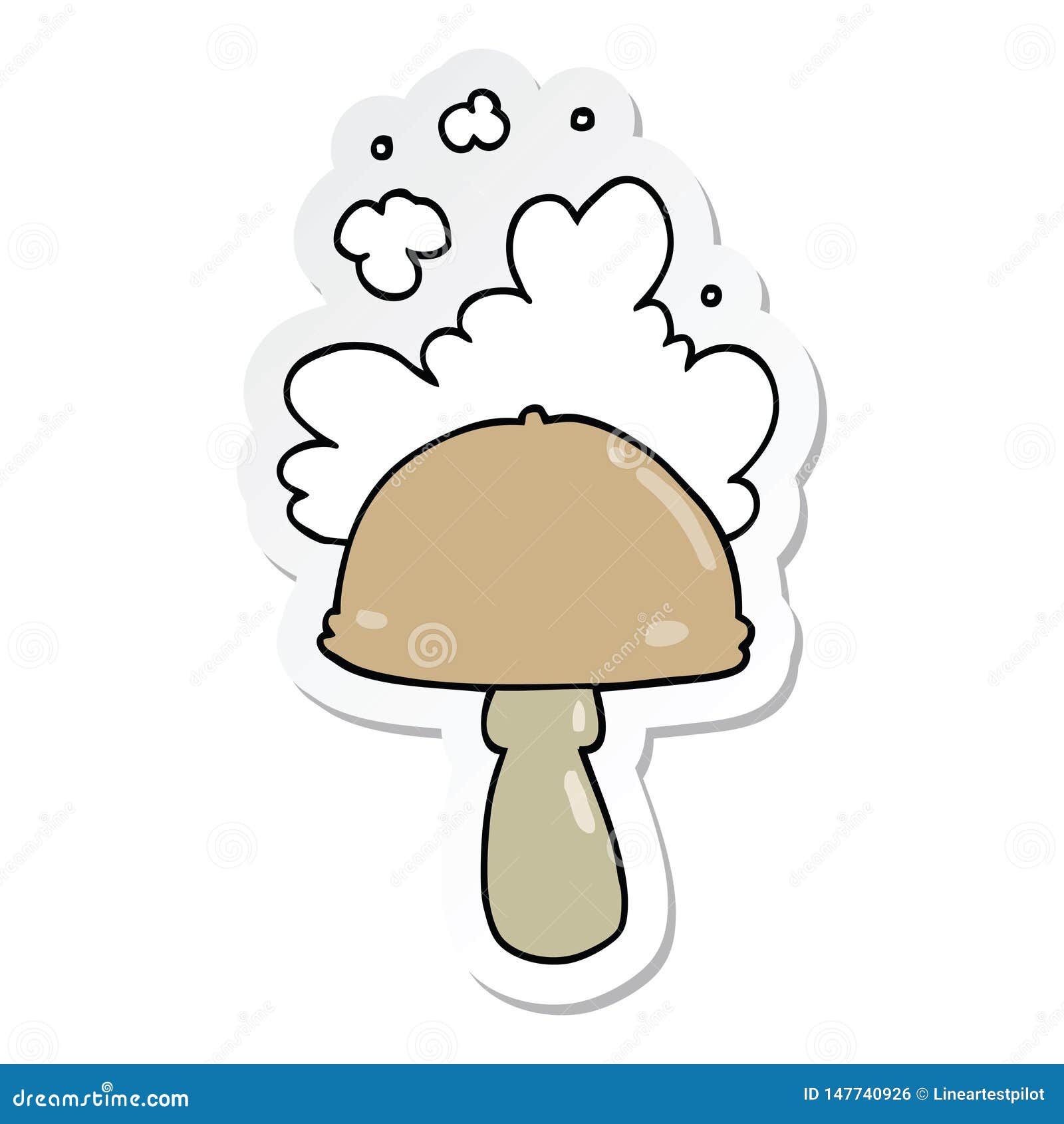 Sticker of a Cartoon Mushroom with Spore Cloud Stock Vector ...