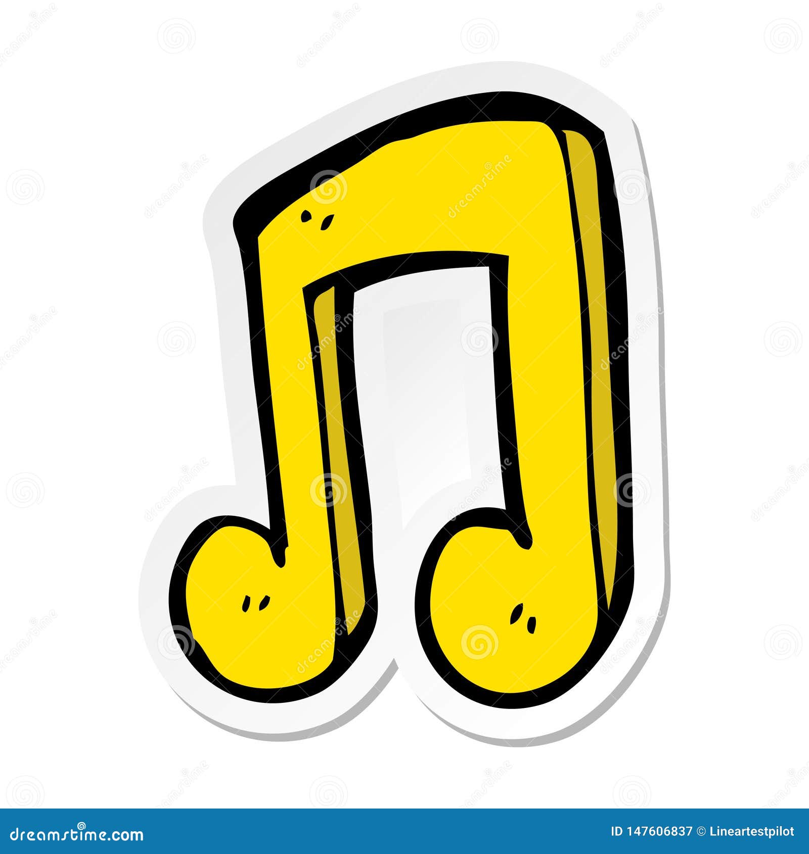 Sticker of a Cartoon Musical Note Stock Vector - Illustration of ...