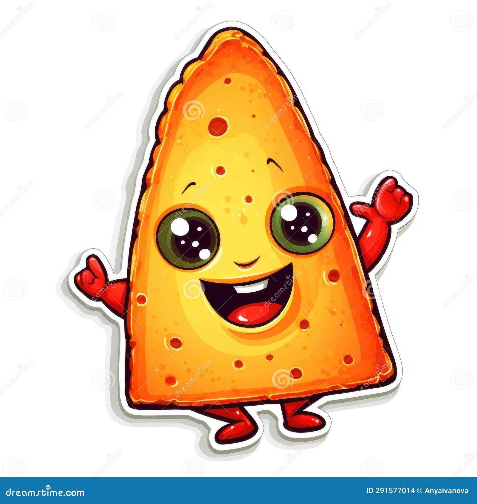 A Sticker of a Cartoon Nacho. Stock Illustration - Illustration of ...