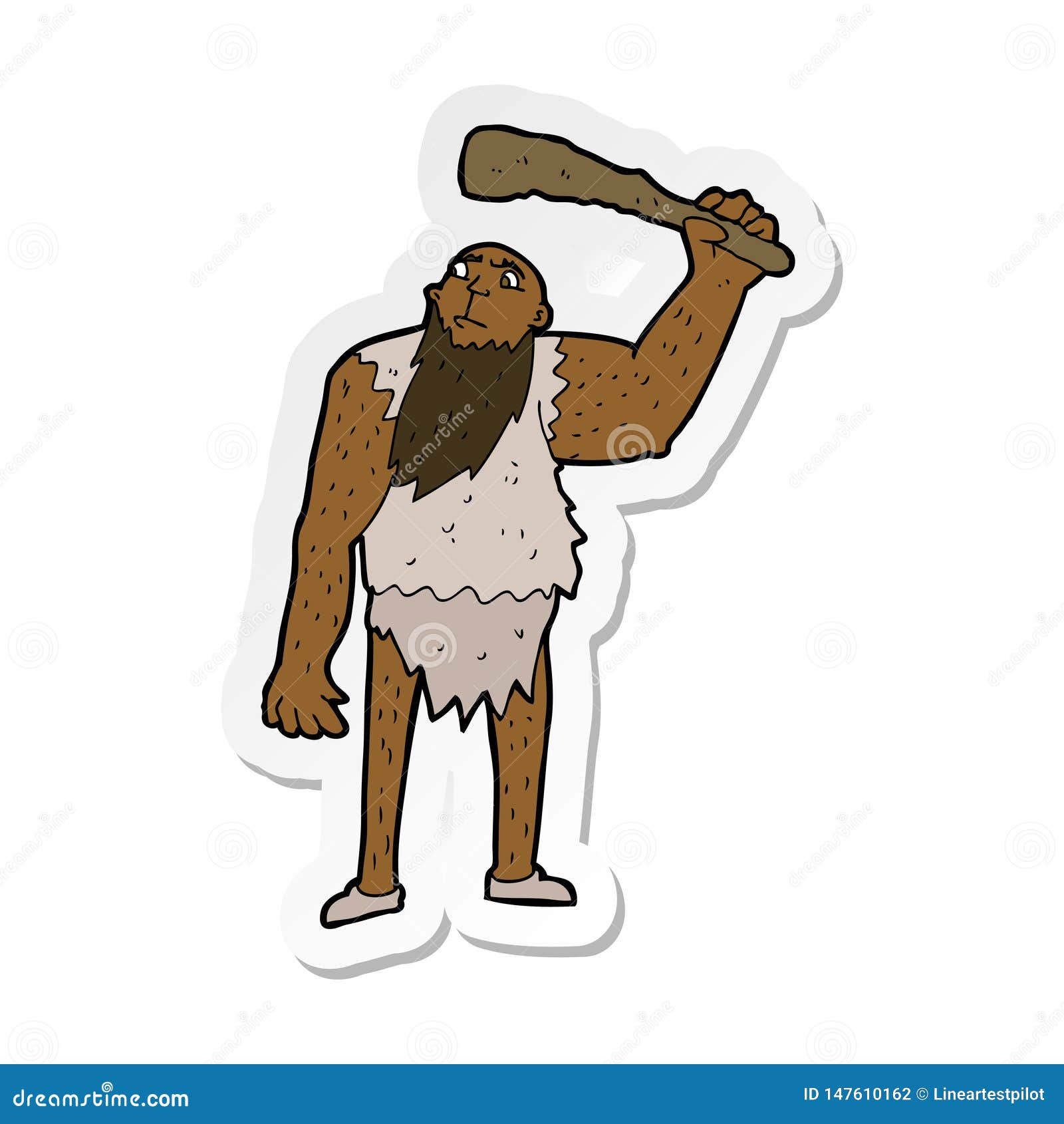 Sticker of a Cartoon Neanderthal Stock Vector - Illustration of drawn ...