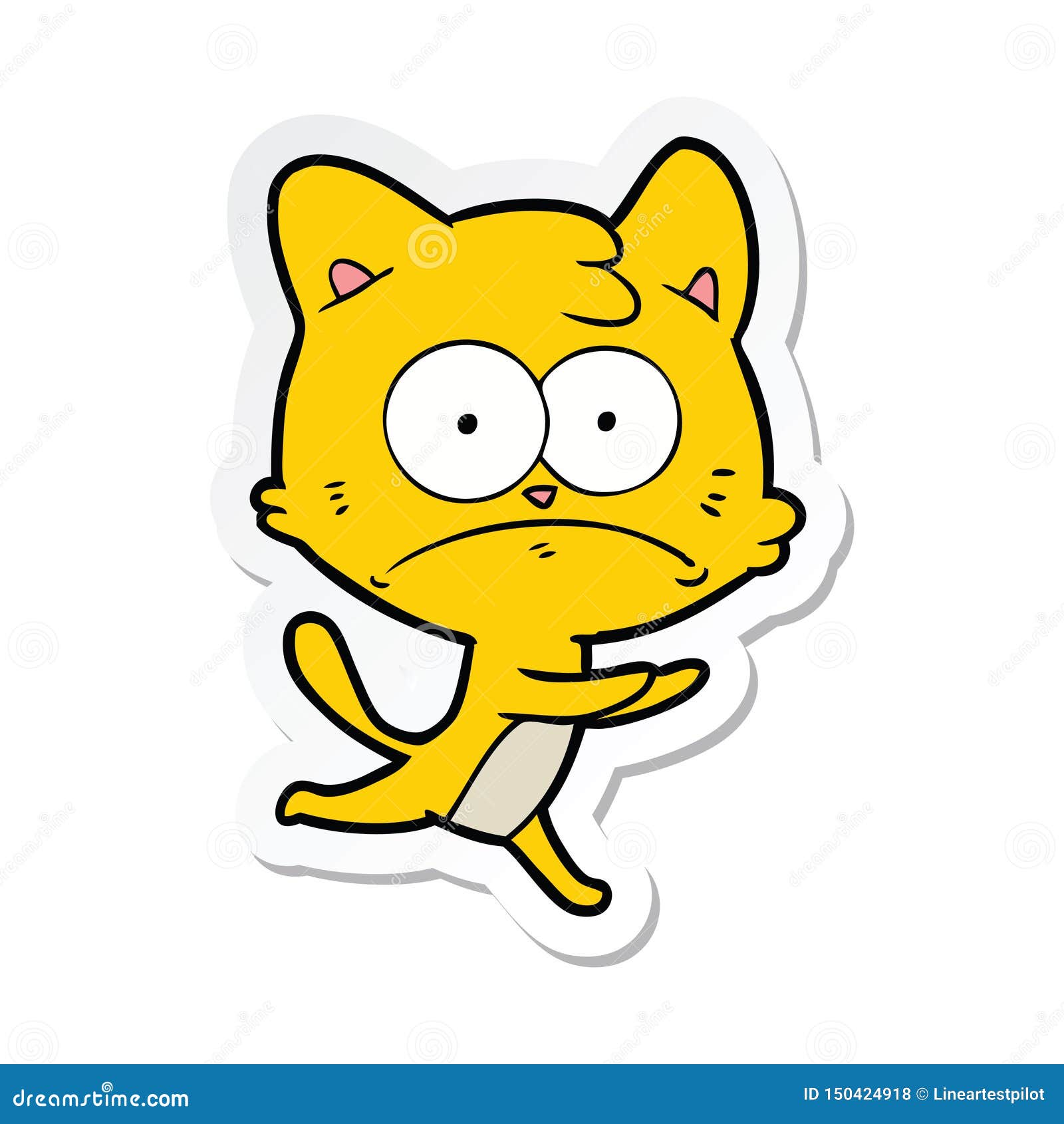 Sticker of a Cartoon Nervous Cat Stock Vector - Illustration of kitten ...