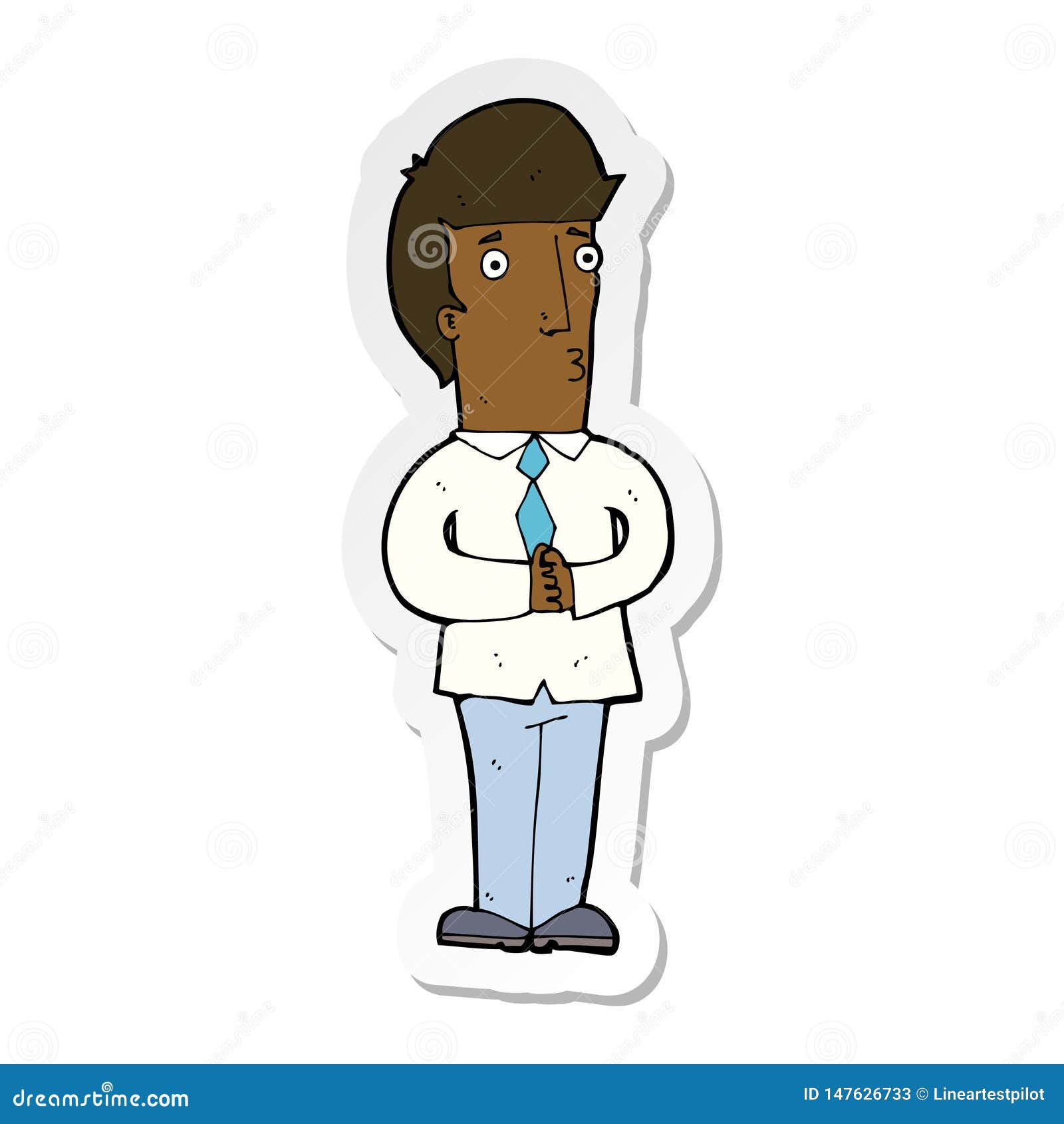 Sticker of a Cartoon Nervous Man Stock Vector - Illustration of drawing ...
