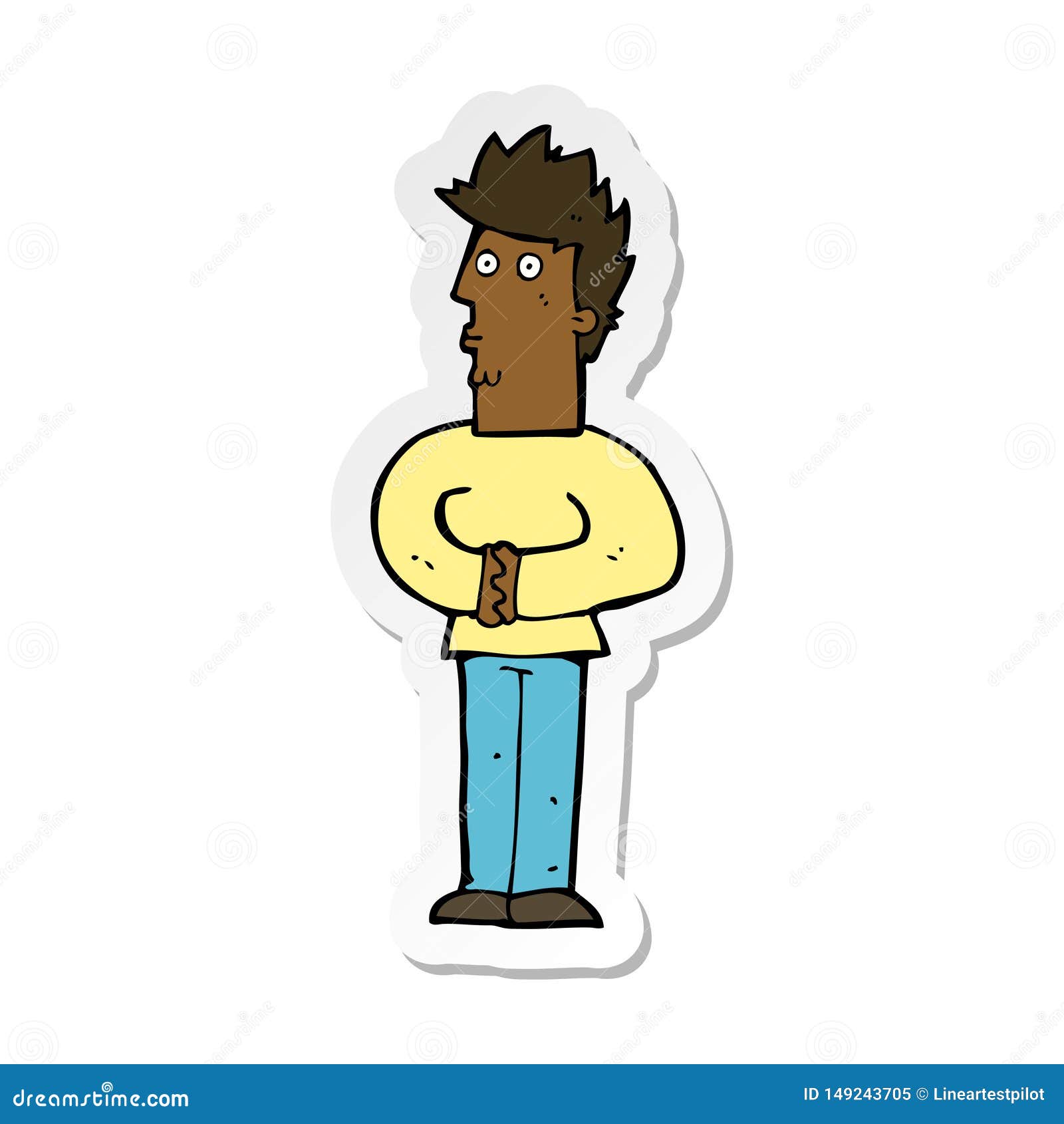 Sticker of a Cartoon Nervous Man Stock Vector - Illustration of sticker ...