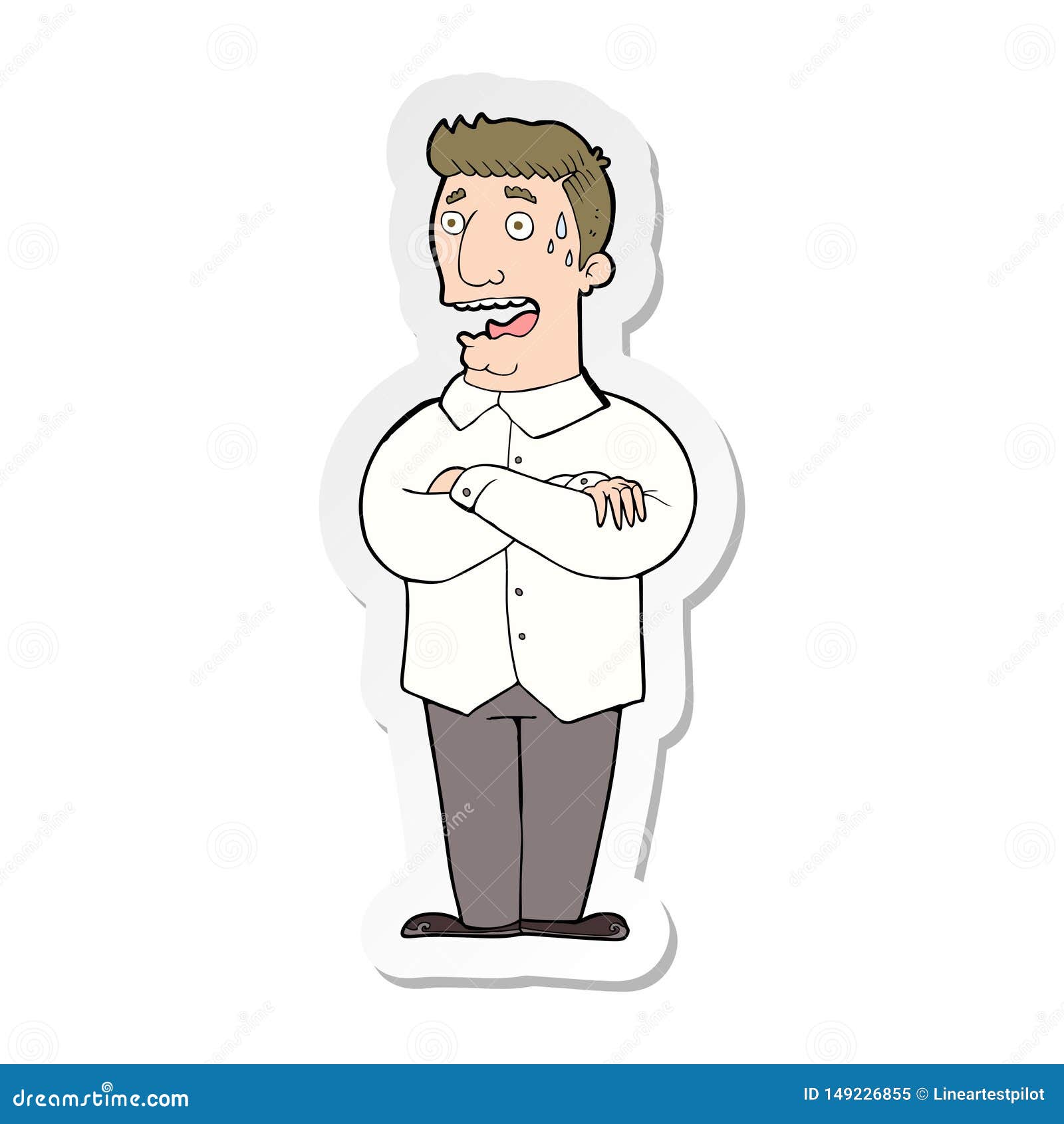 Sticker of a Cartoon Nervous Man Sweating Stock Vector - Illustration ...