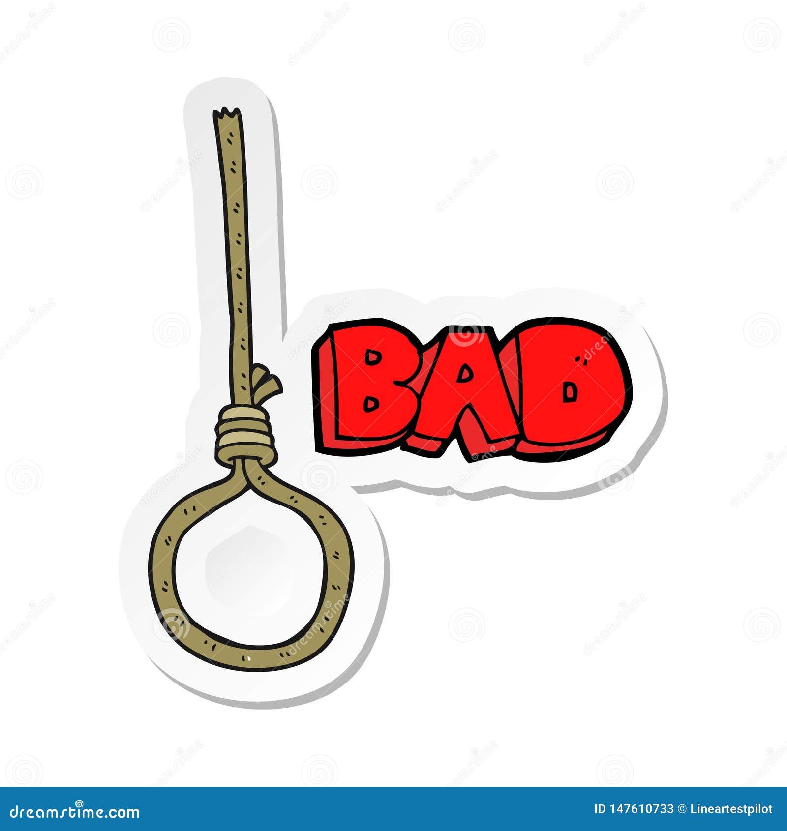 Sticker of a cartoon noose stock vector. Illustration of hand - 147610733