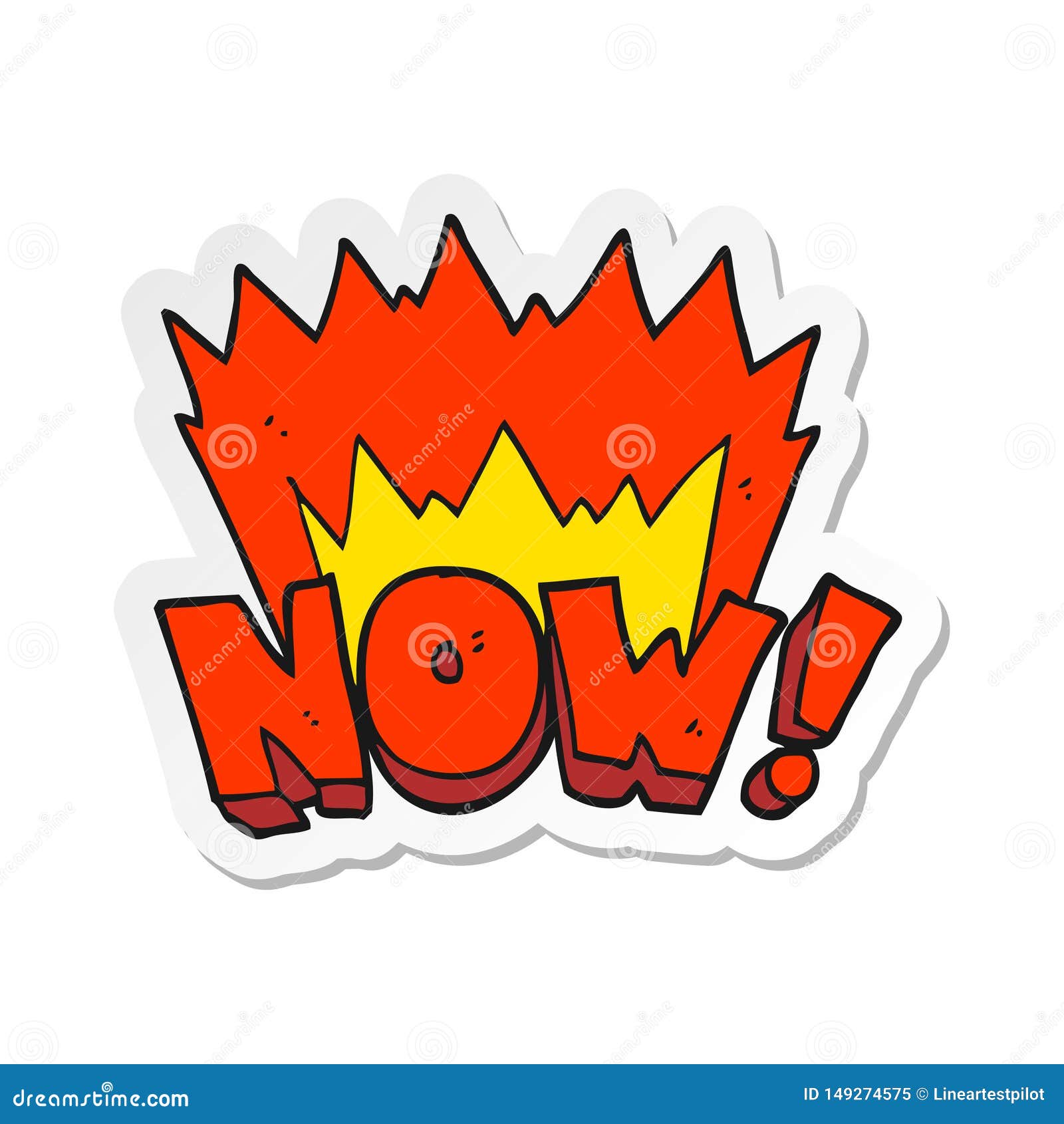 Sticker of a Cartoon Now Symbol Stock Vector - Illustration of ...