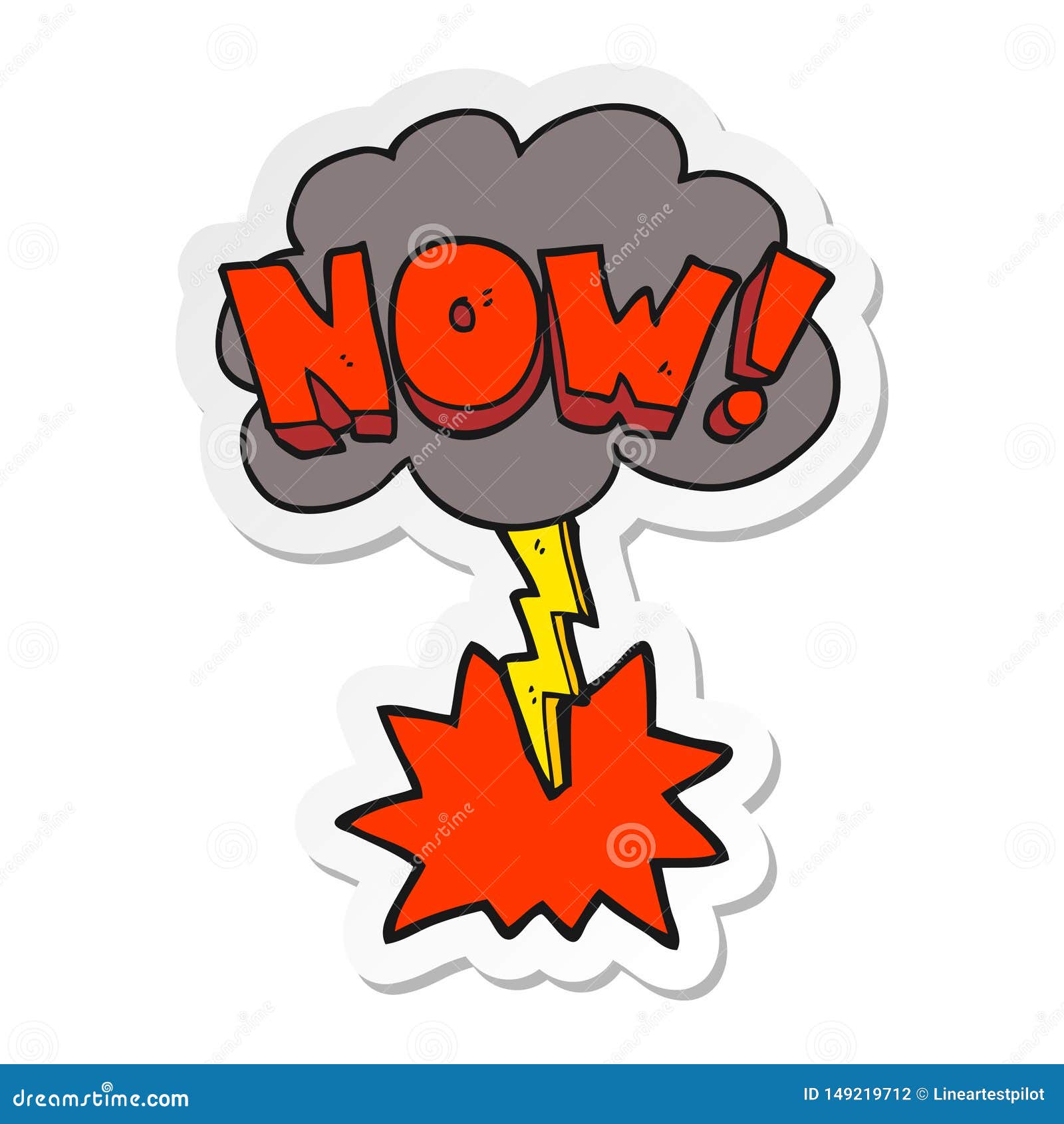 Sticker of a Cartoon Now Symbol with Thundercloud Stock Vector ...