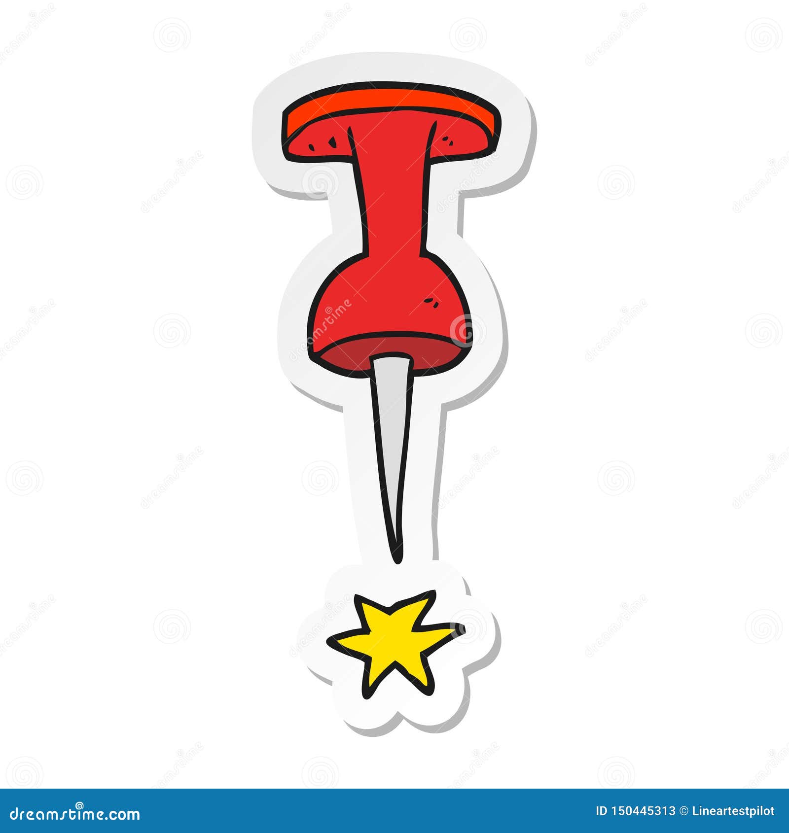 Sticker of a Cartoon Office Tack Stock Vector - Illustration of hand ...