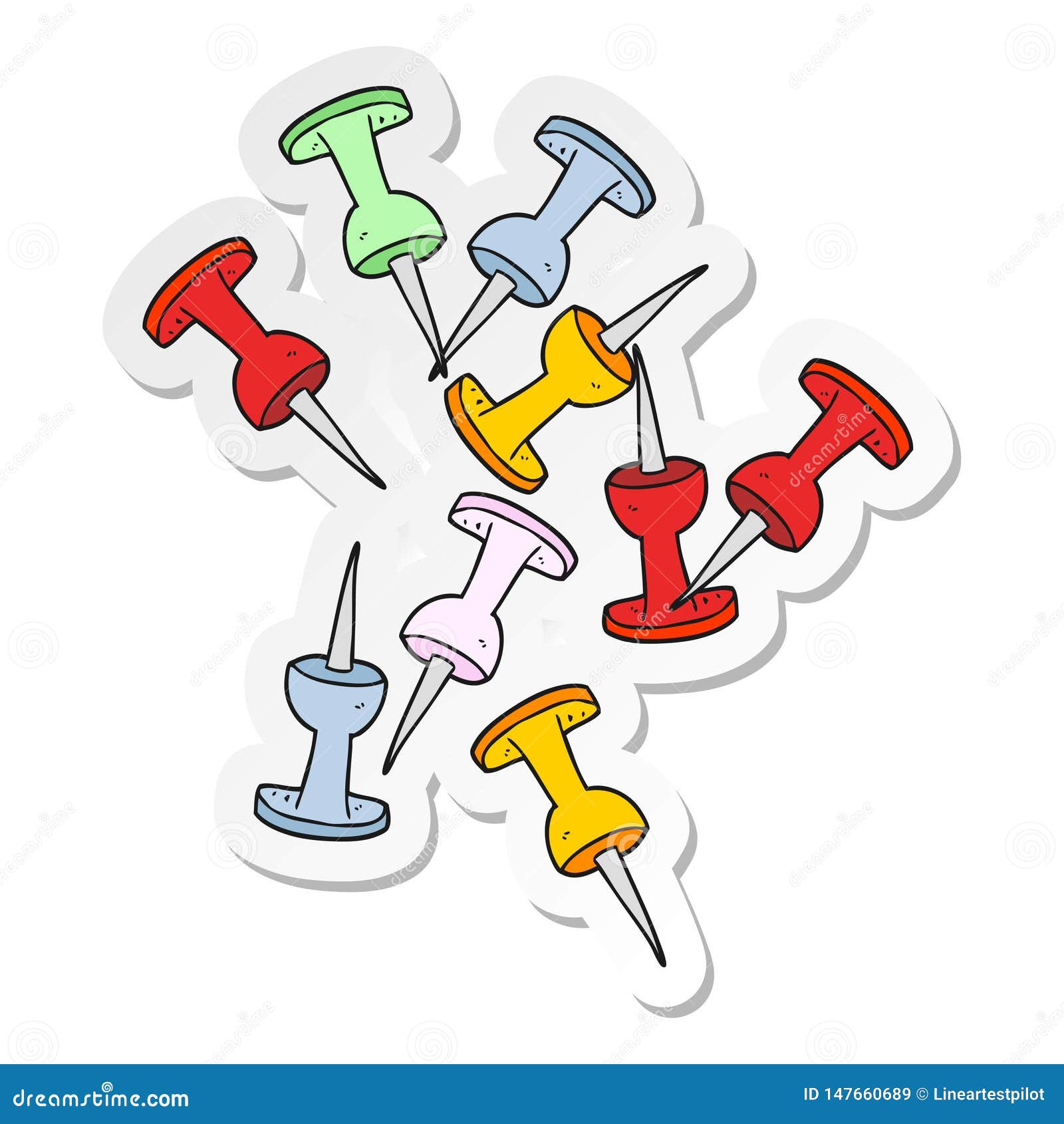 Sticker of a Cartoon Office Tacks Stock Vector - Illustration of ...