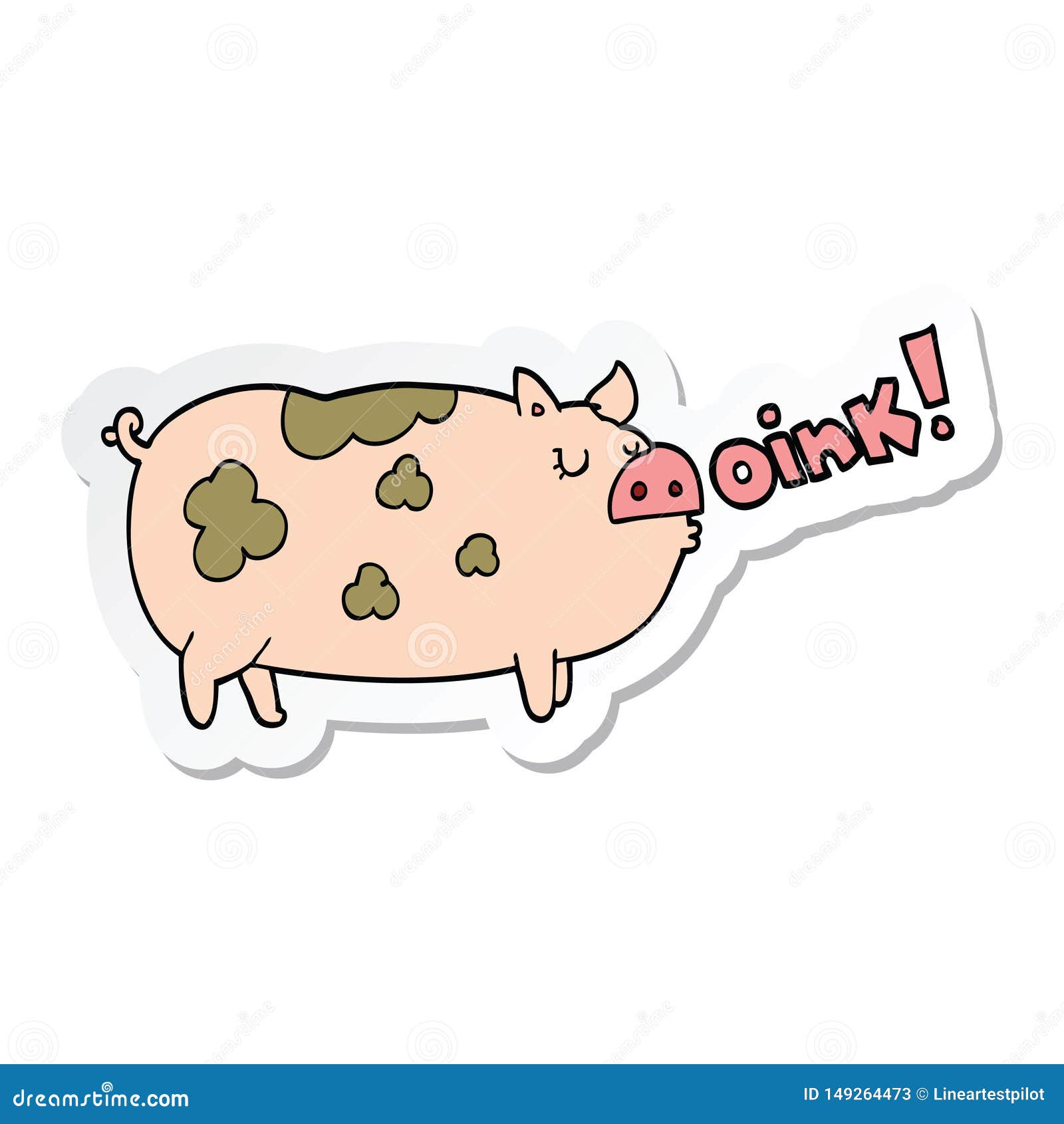 Sticker of a Cartoon Oinking Pig Stock Vector - Illustration of doodle ...