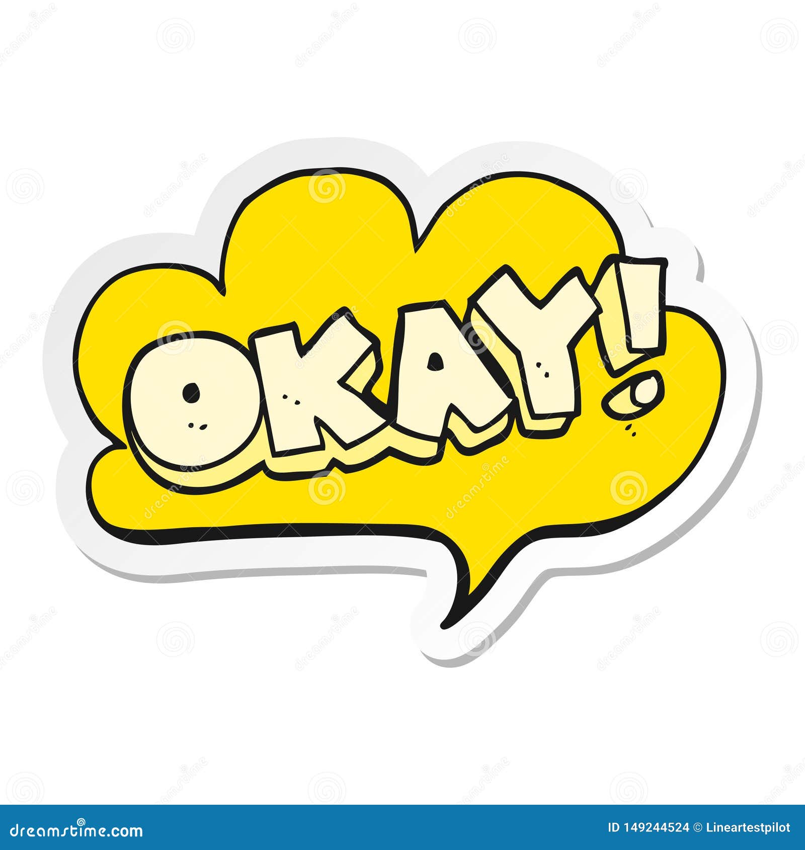 Sticker of a Cartoon Okay Symbol Stock Vector - Illustration of text ...