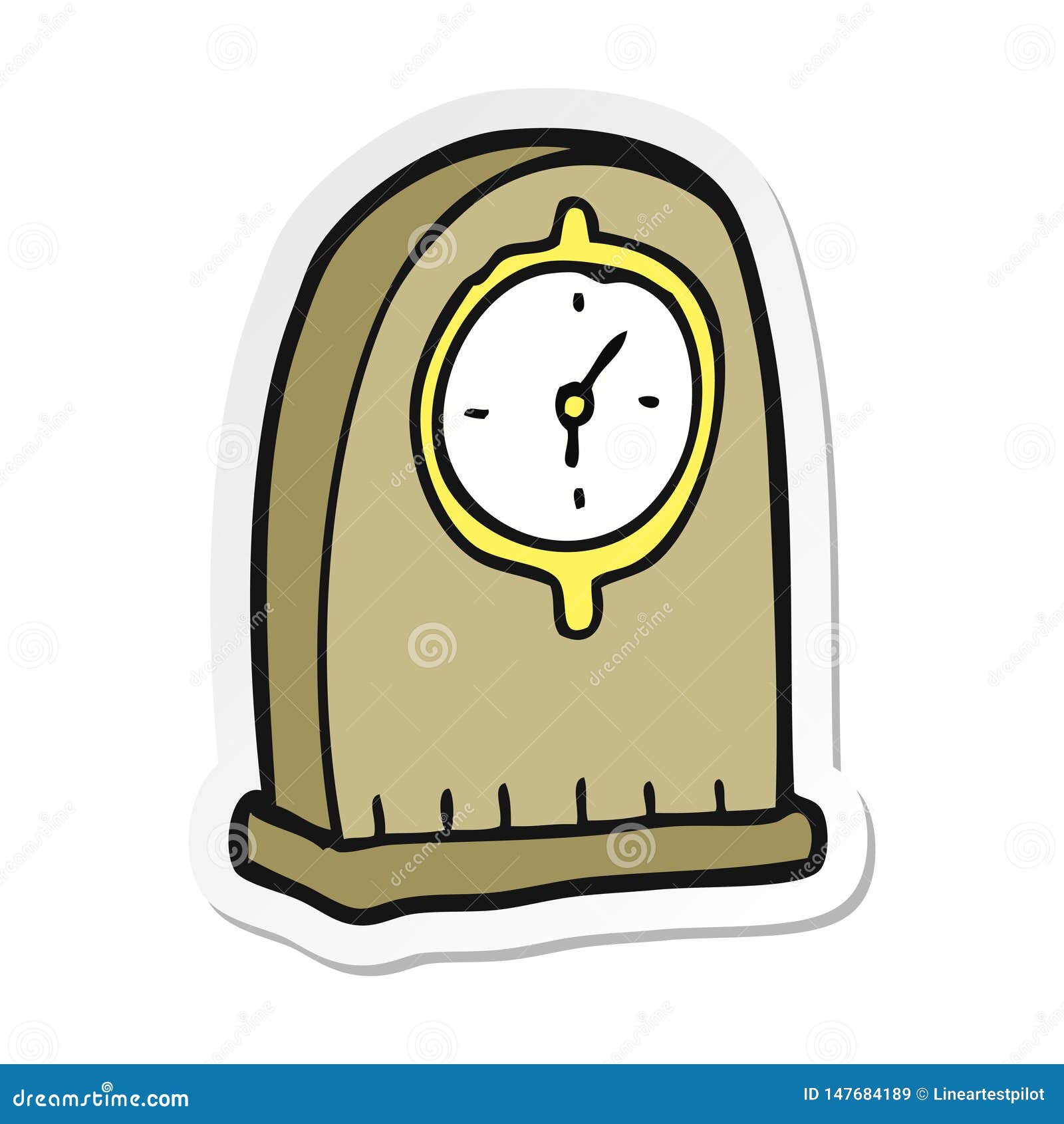 Sticker of a Cartoon Old Clock Stock Vector - Illustration of antique ...