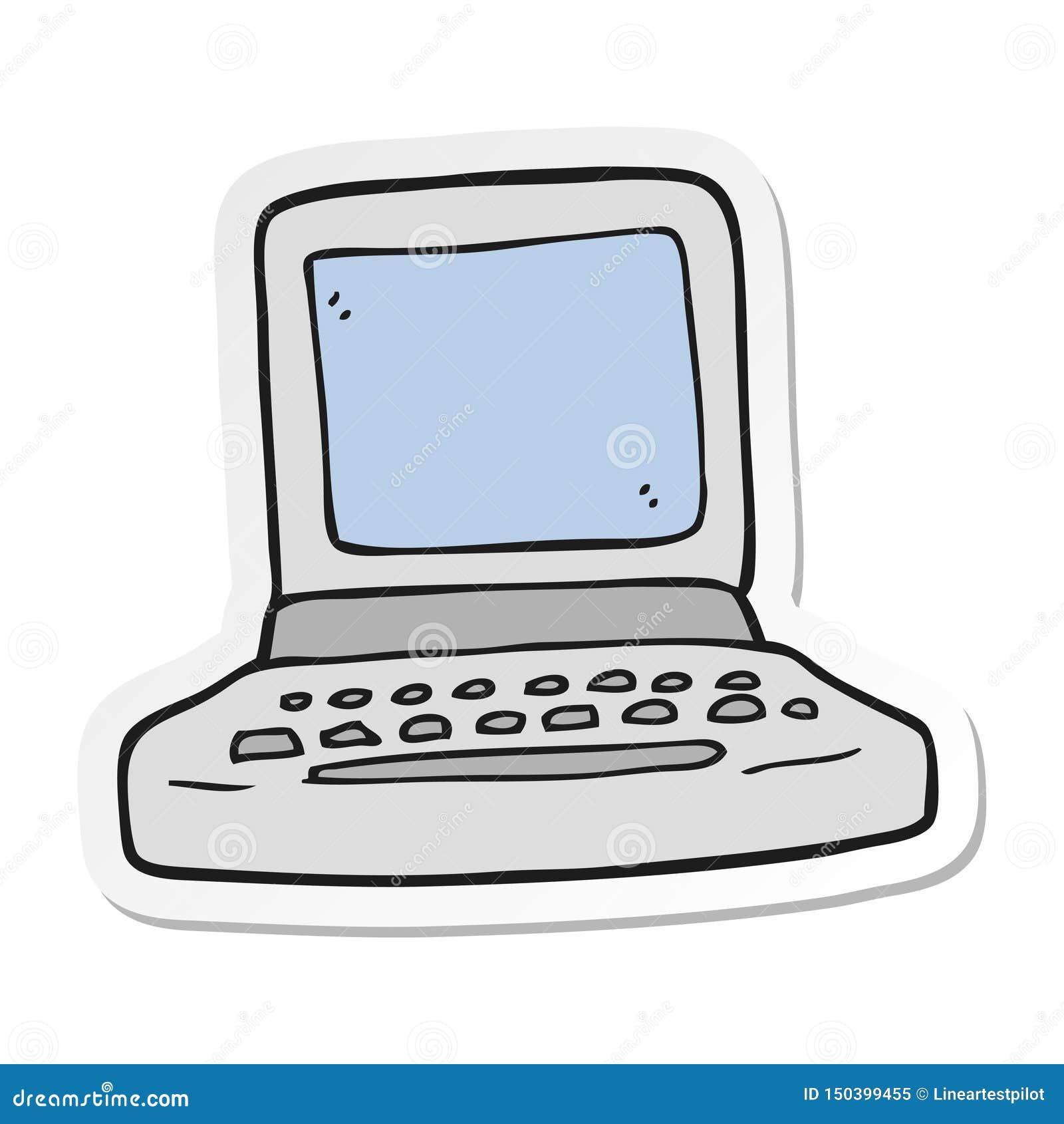 Sticker of a Cartoon Old Computer Stock Vector - Illustration of quirky ...