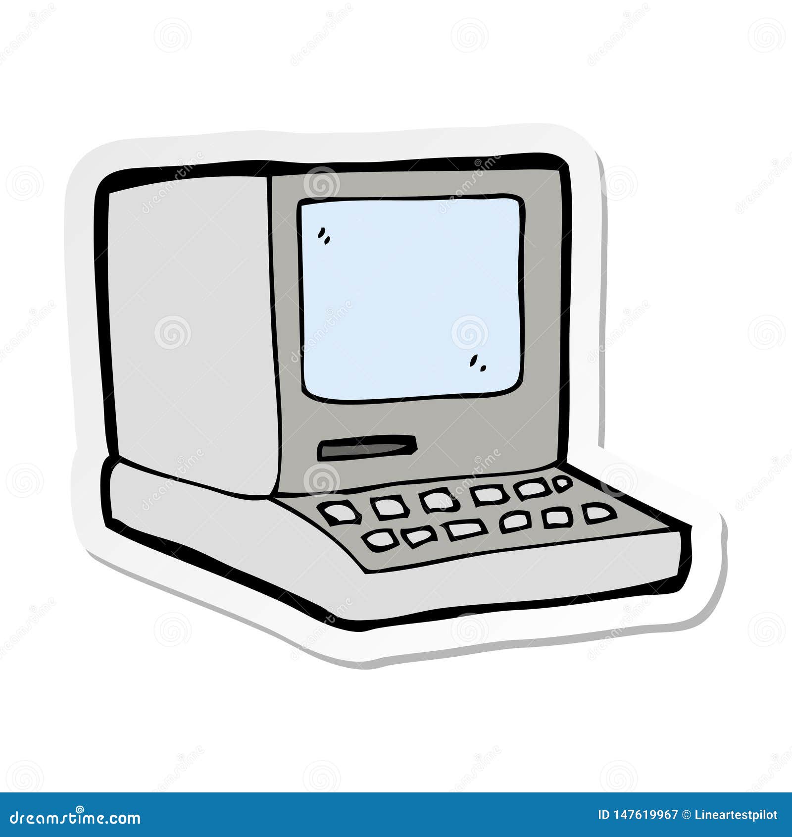 Sticker of a Cartoon Old Computer Stock Vector - Illustration of ...