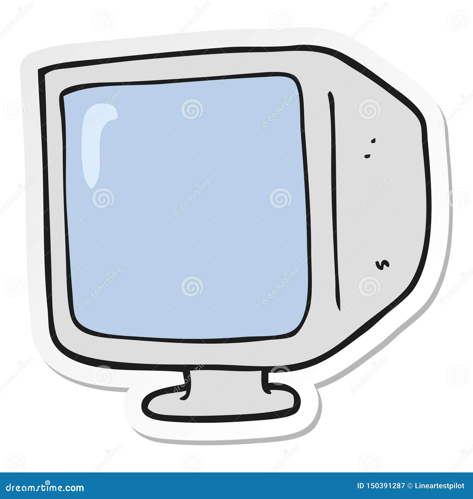 Sticker of a Cartoon Old Computer Monitor Stock Vector - Illustration ...
