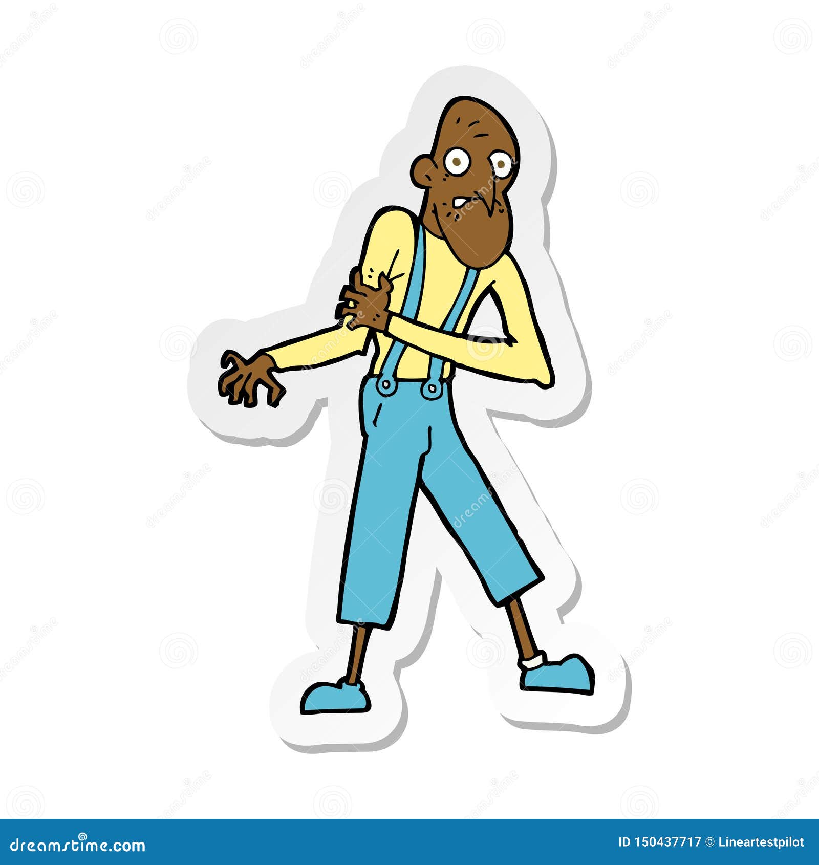 Sticker of a Cartoon Old Man Having Heart Attack Stock Vector ...