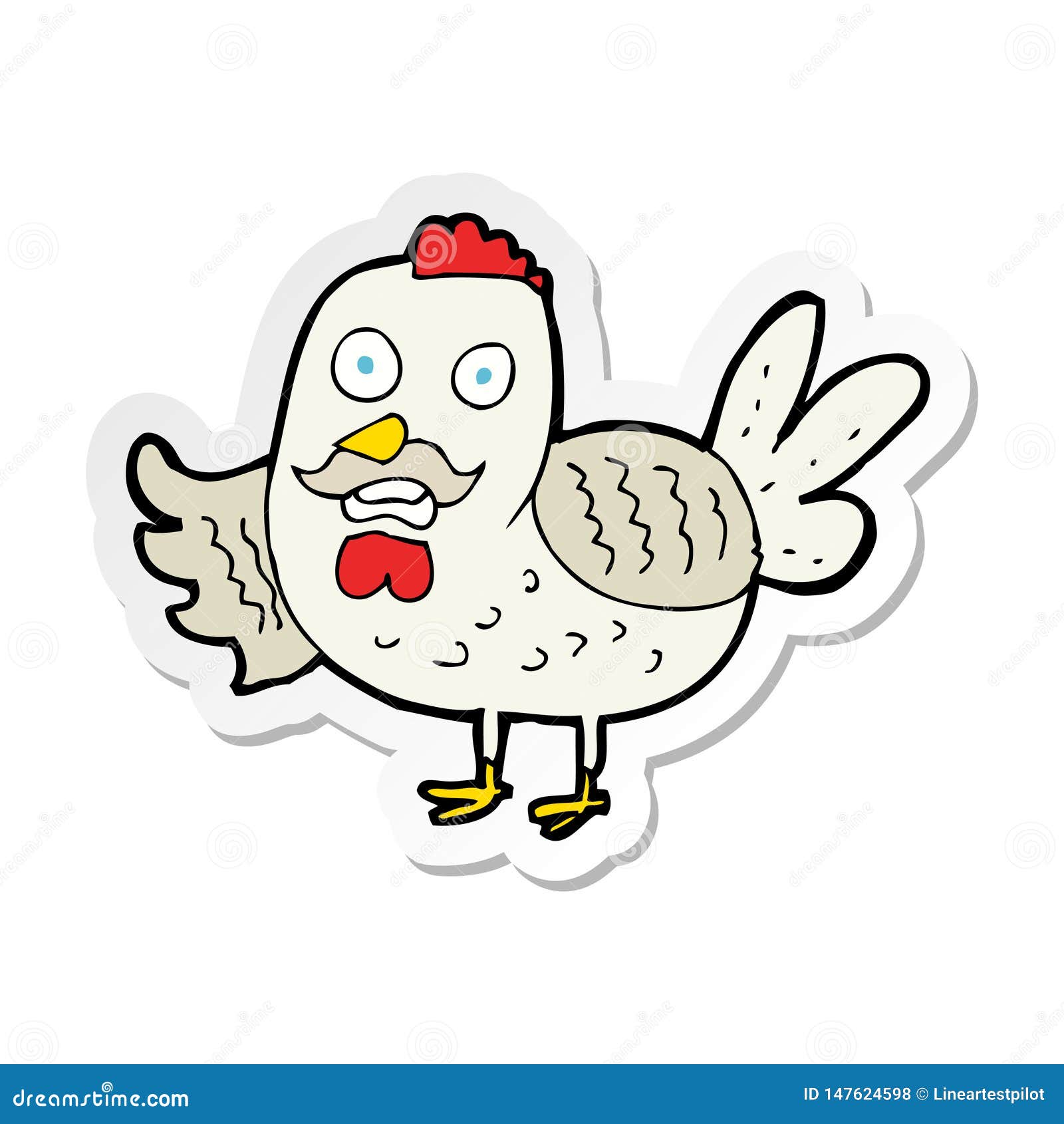 Sticker of a Cartoon Old Rooster Stock Vector - Illustration of sign ...