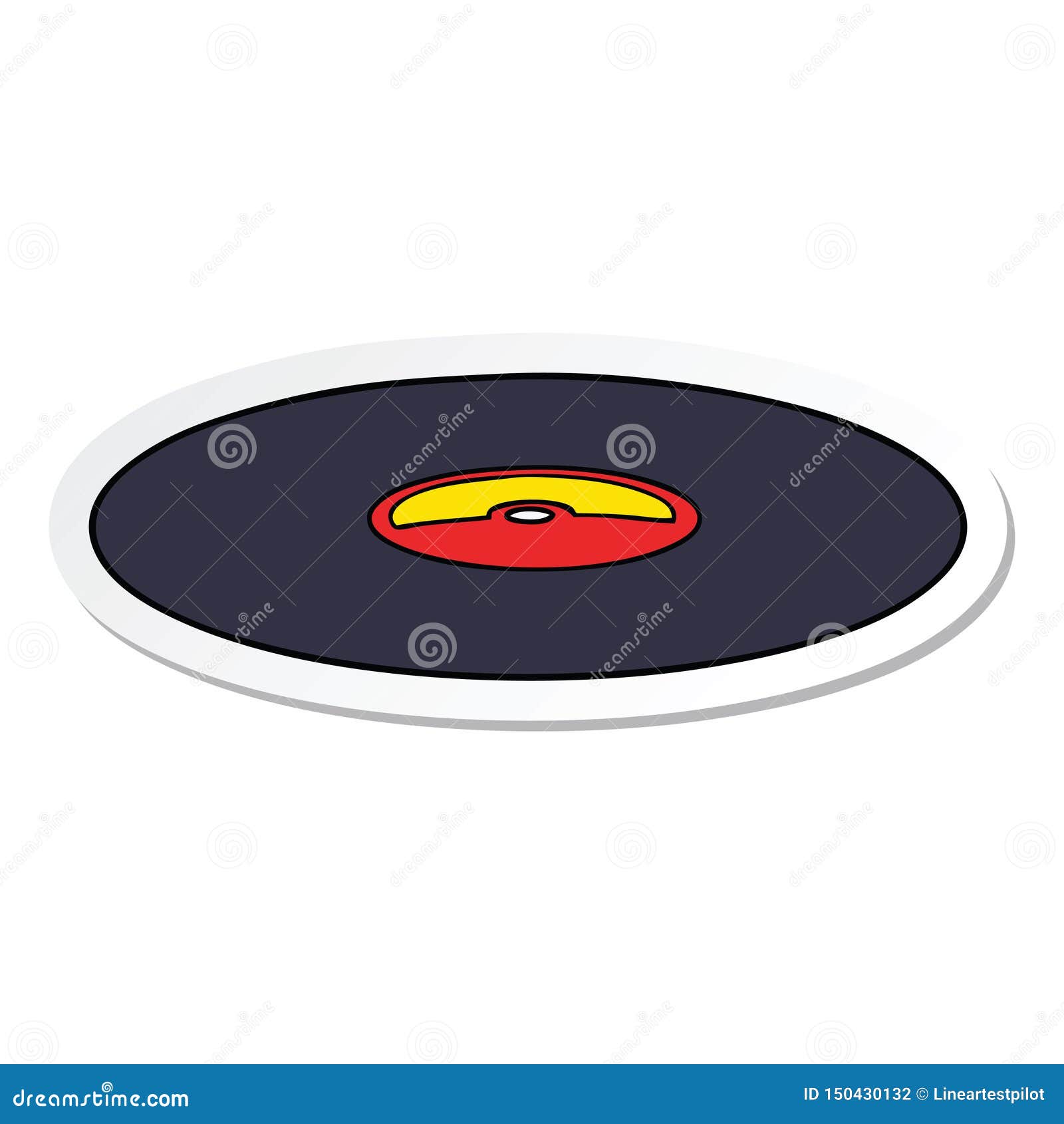 Sticker of a Cartoon Old Vinyl Record Stock Vector - Illustration of ...