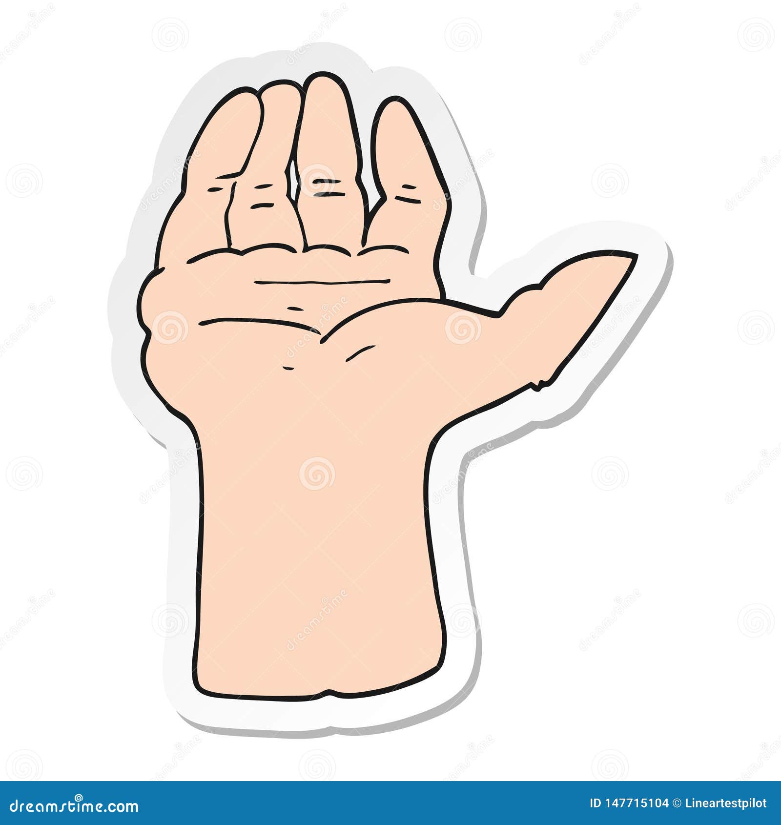 Sticker of a Cartoon Open Hand Stock Vector - Illustration of gesture ...