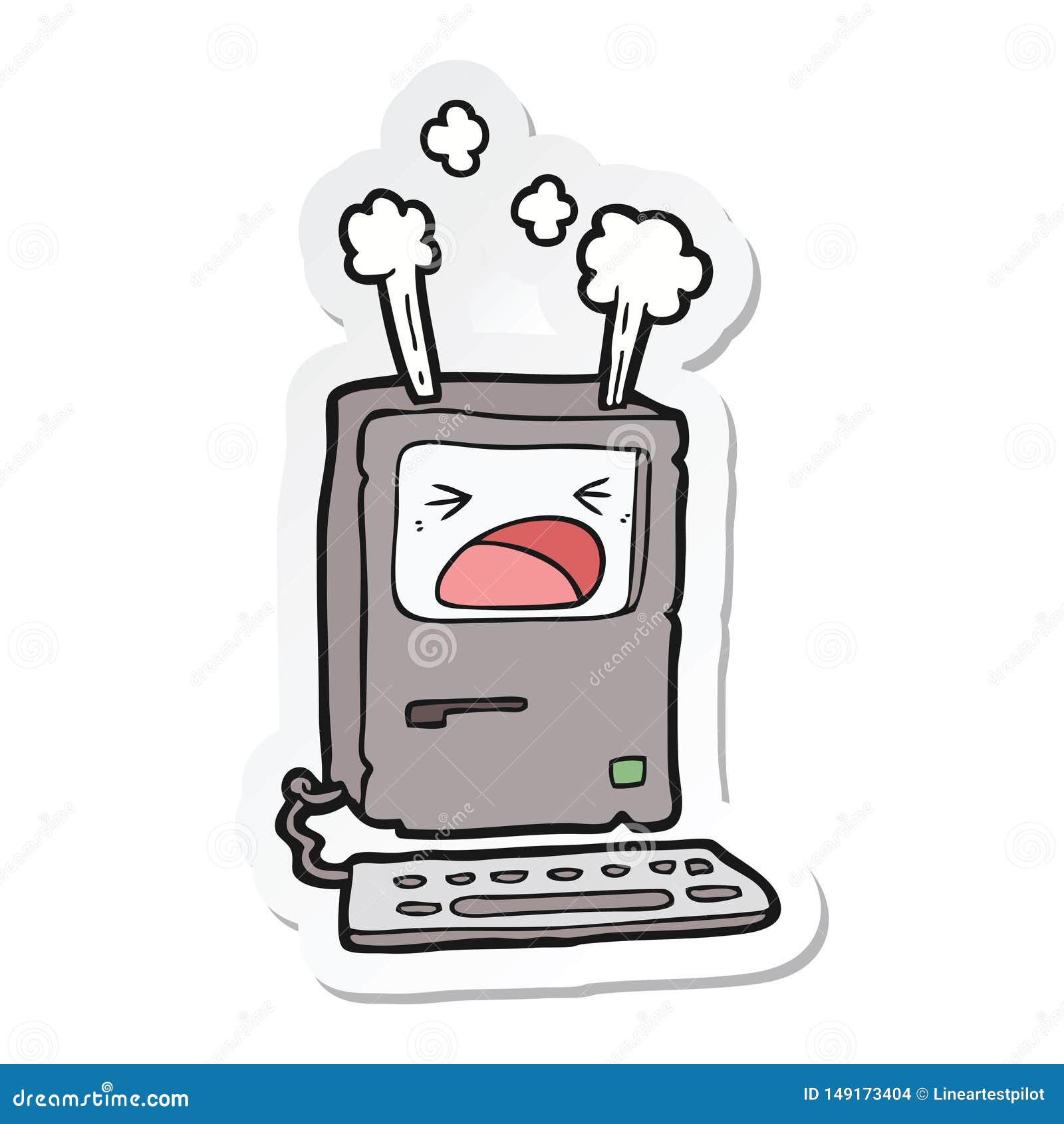 Sticker of a Cartoon Overheating Computer Stock Vector - Illustration ...