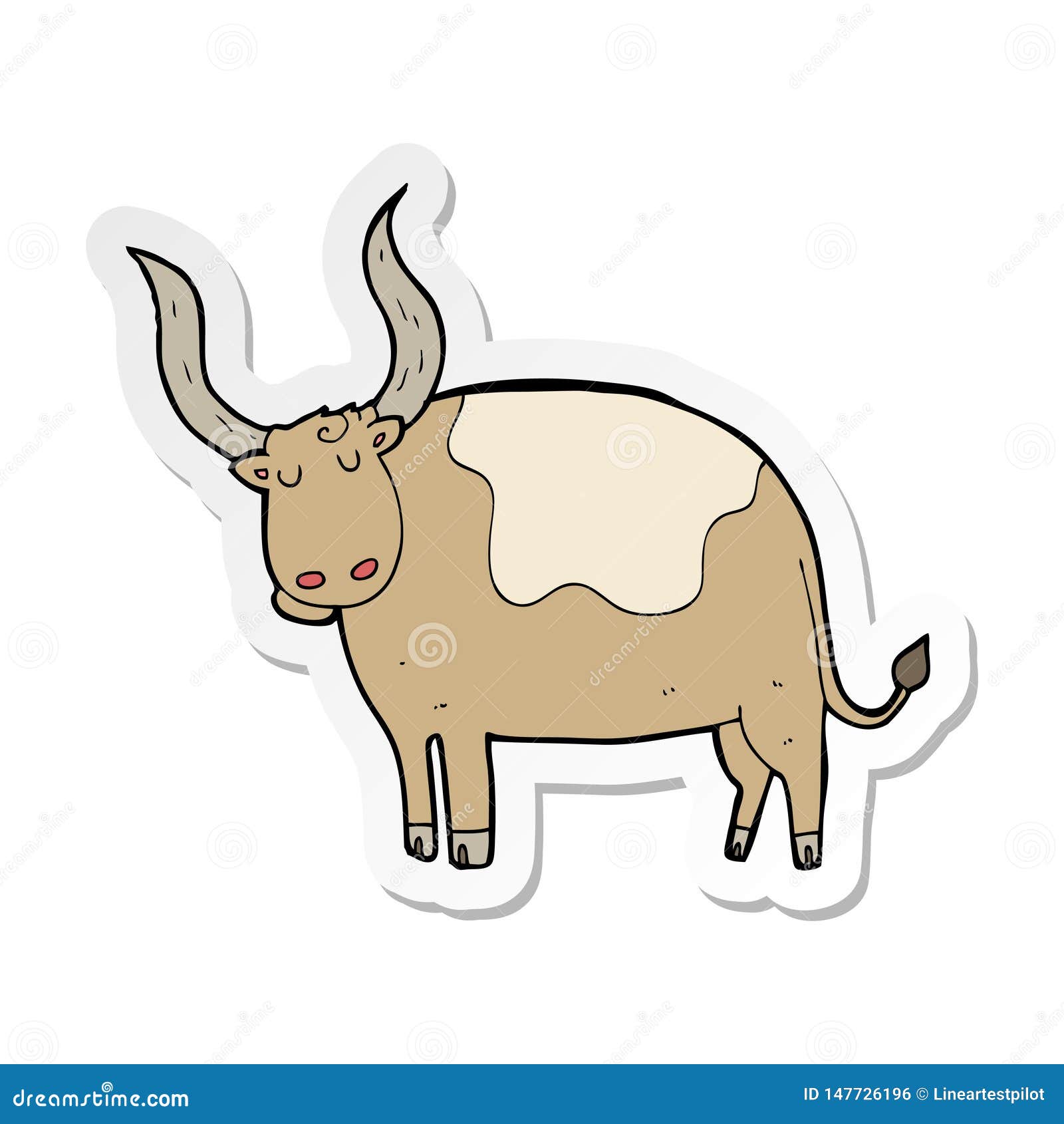 Sticker of a cartoon ox stock vector. Illustration of character - 147726196
