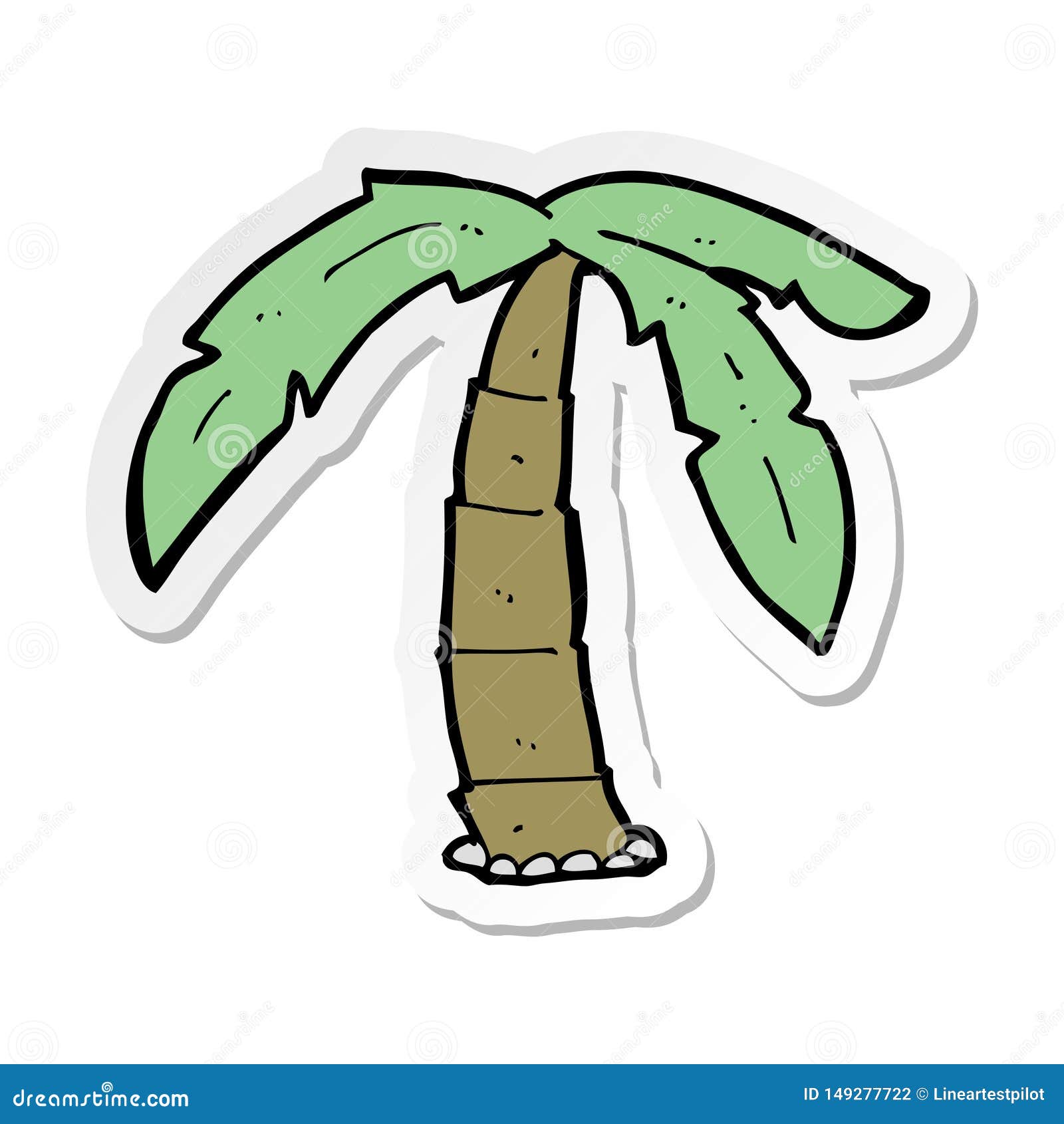 Sticker of a Cartoon Palm Tree Stock Vector - Illustration of drawing ...