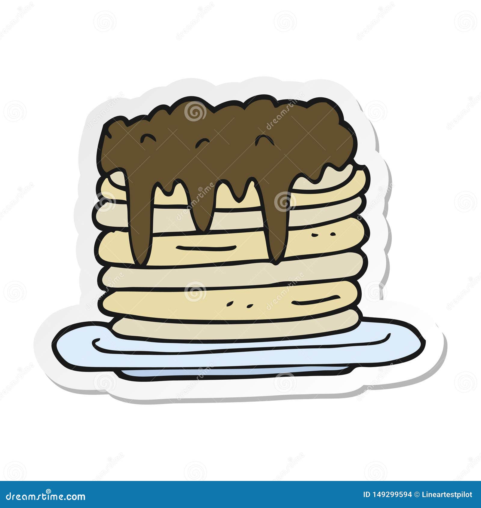 Sticker of a Cartoon Pancake Stack Stock Vector - Illustration of food ...