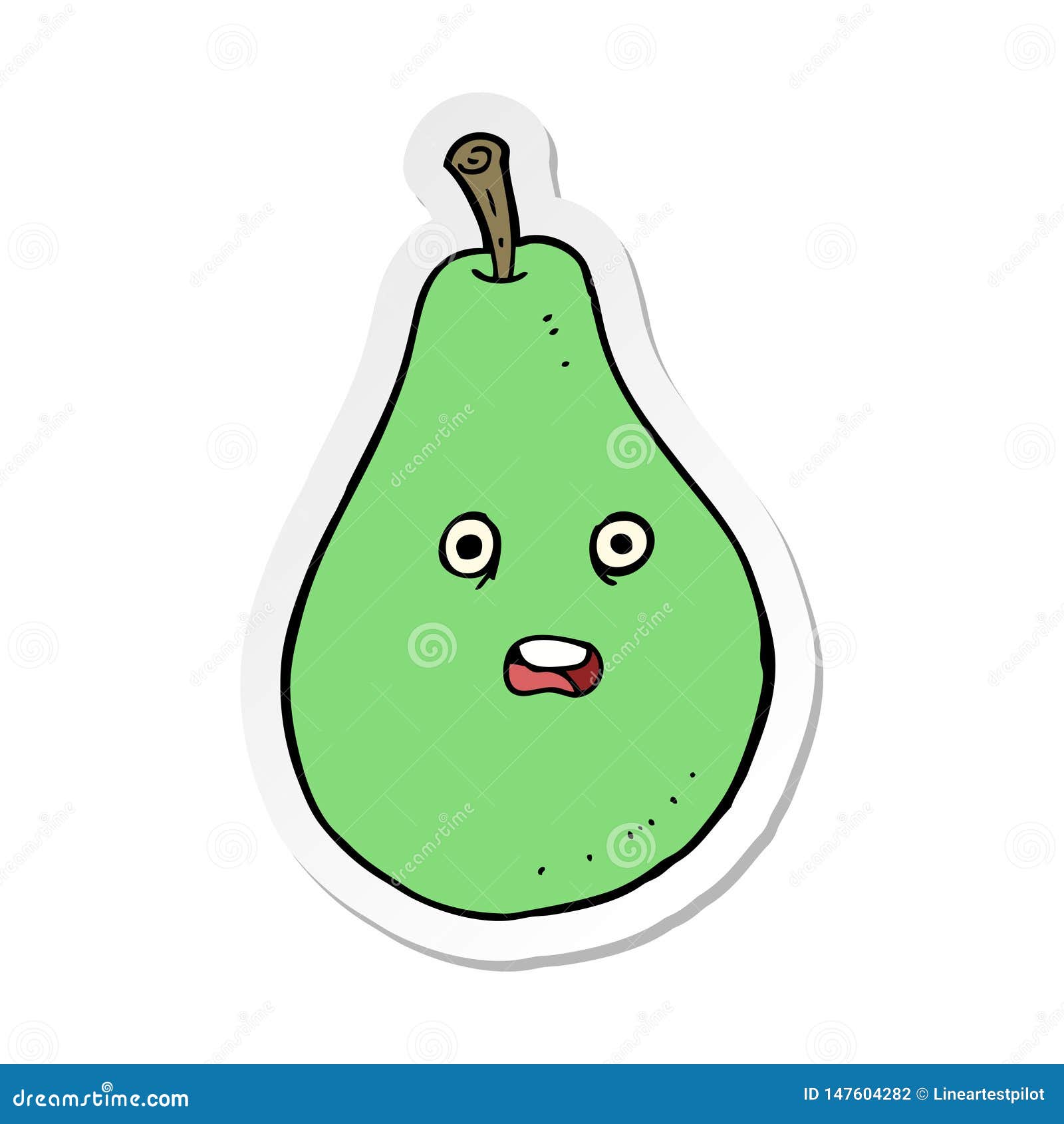 Sticker of a cartoon pear stock vector. Illustration of pear - 147604282