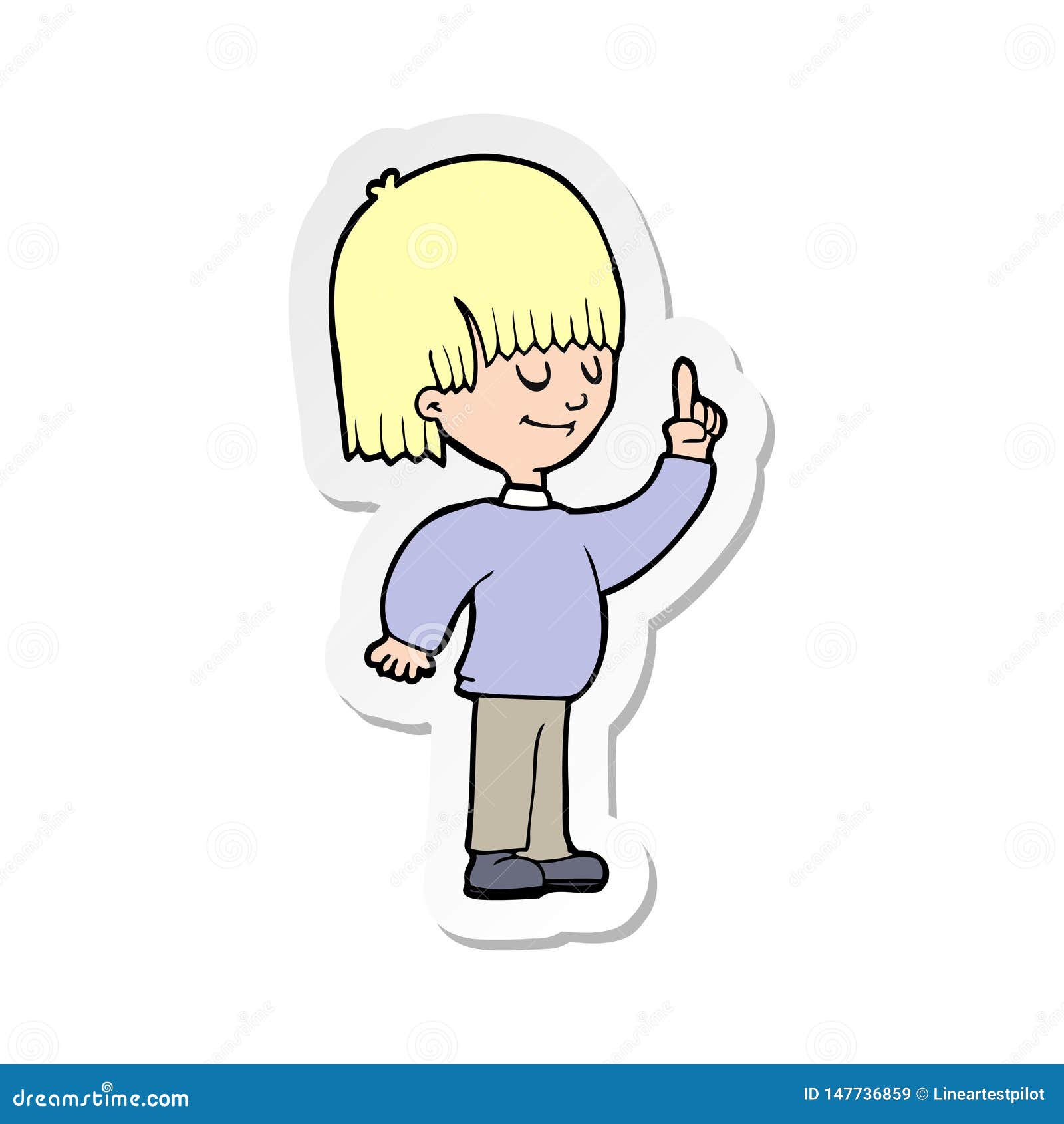 Sticker of a Cartoon Person with Idea Stock Vector - Illustration of ...