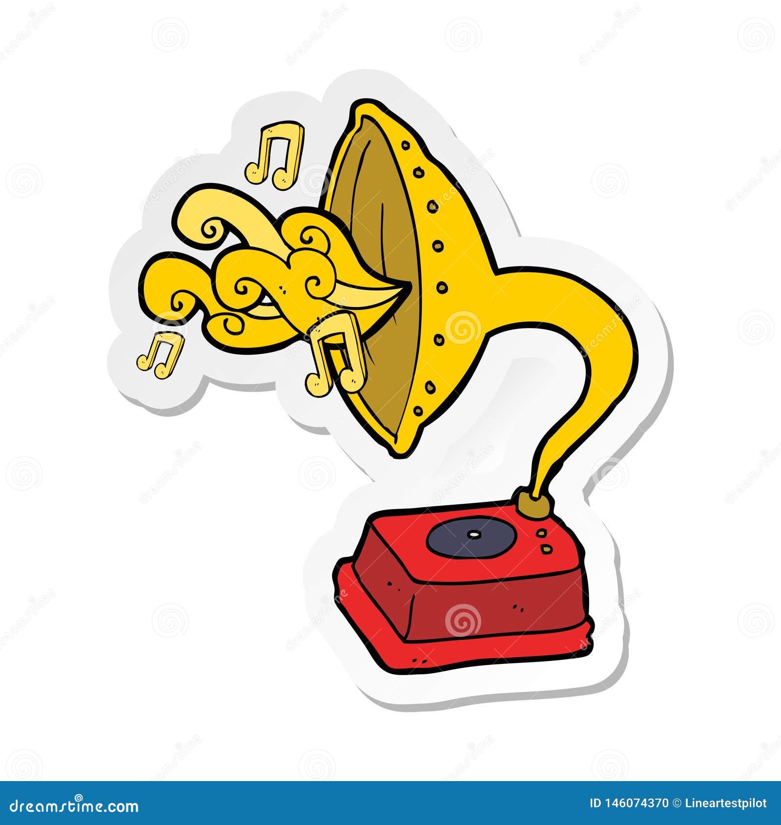 Sticker of a Cartoon Phonograph Stock Vector - Illustration of retro ...