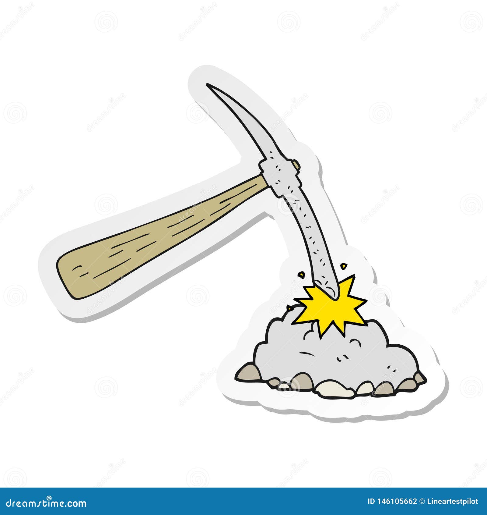 Sticker of a Cartoon Pick Axe Stock Vector - Illustration of hand, pick ...