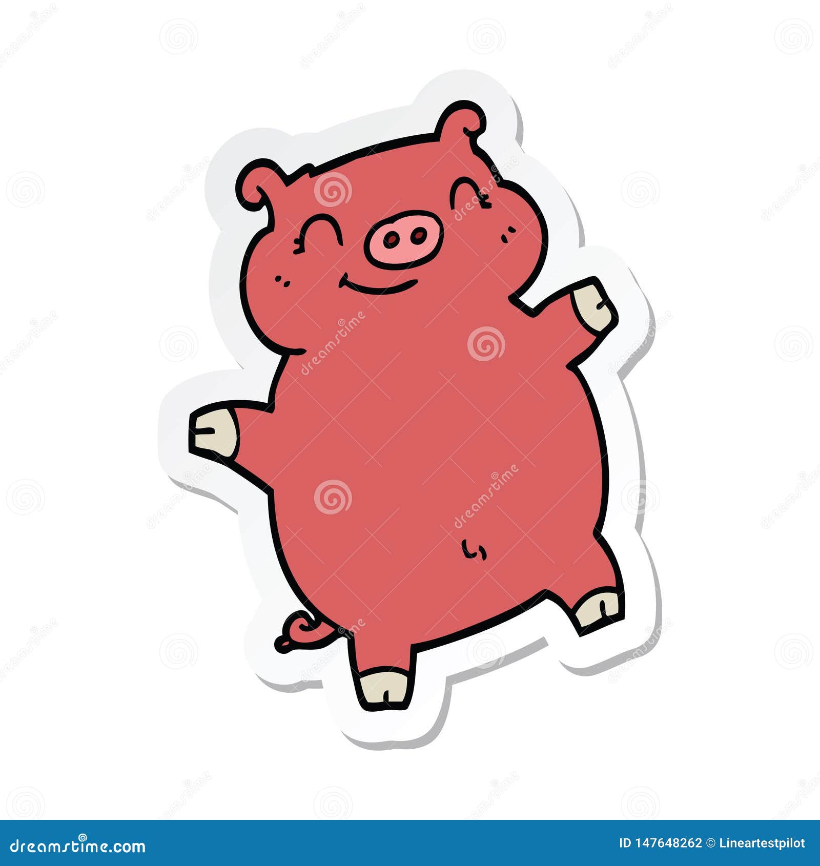 Sticker of a cartoon pig stock vector. Illustration of stick - 147648262