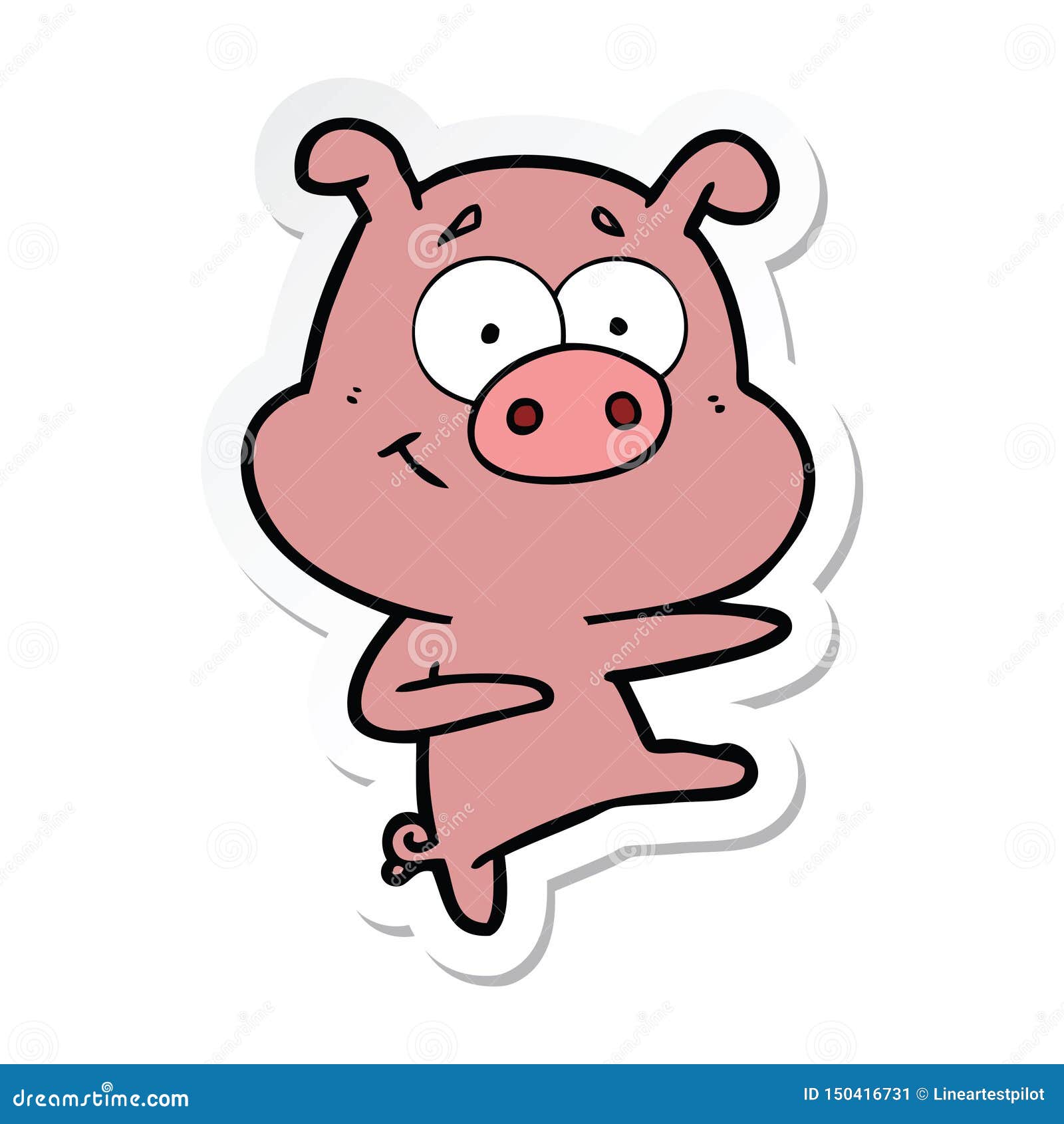 Sticker of a Cartoon Pig Pointing Stock Vector - Illustration of ...