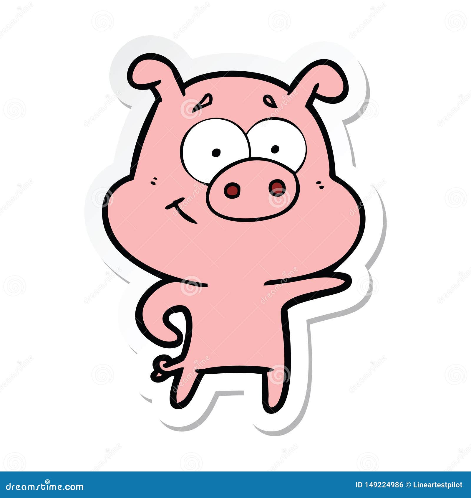Sticker of a Cartoon Pig Pointing Stock Vector - Illustration of ...
