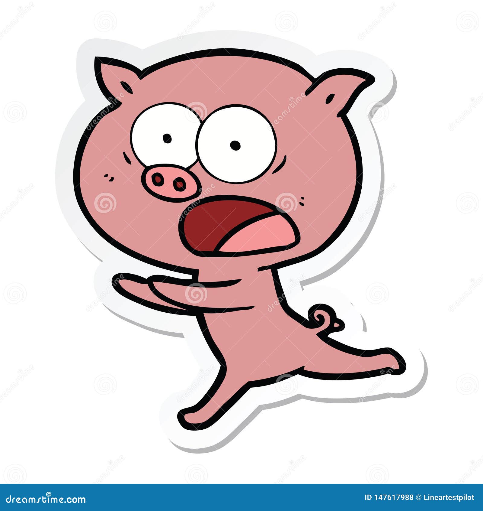 Sticker of a Cartoon Pig Running Stock Vector - Illustration of running ...