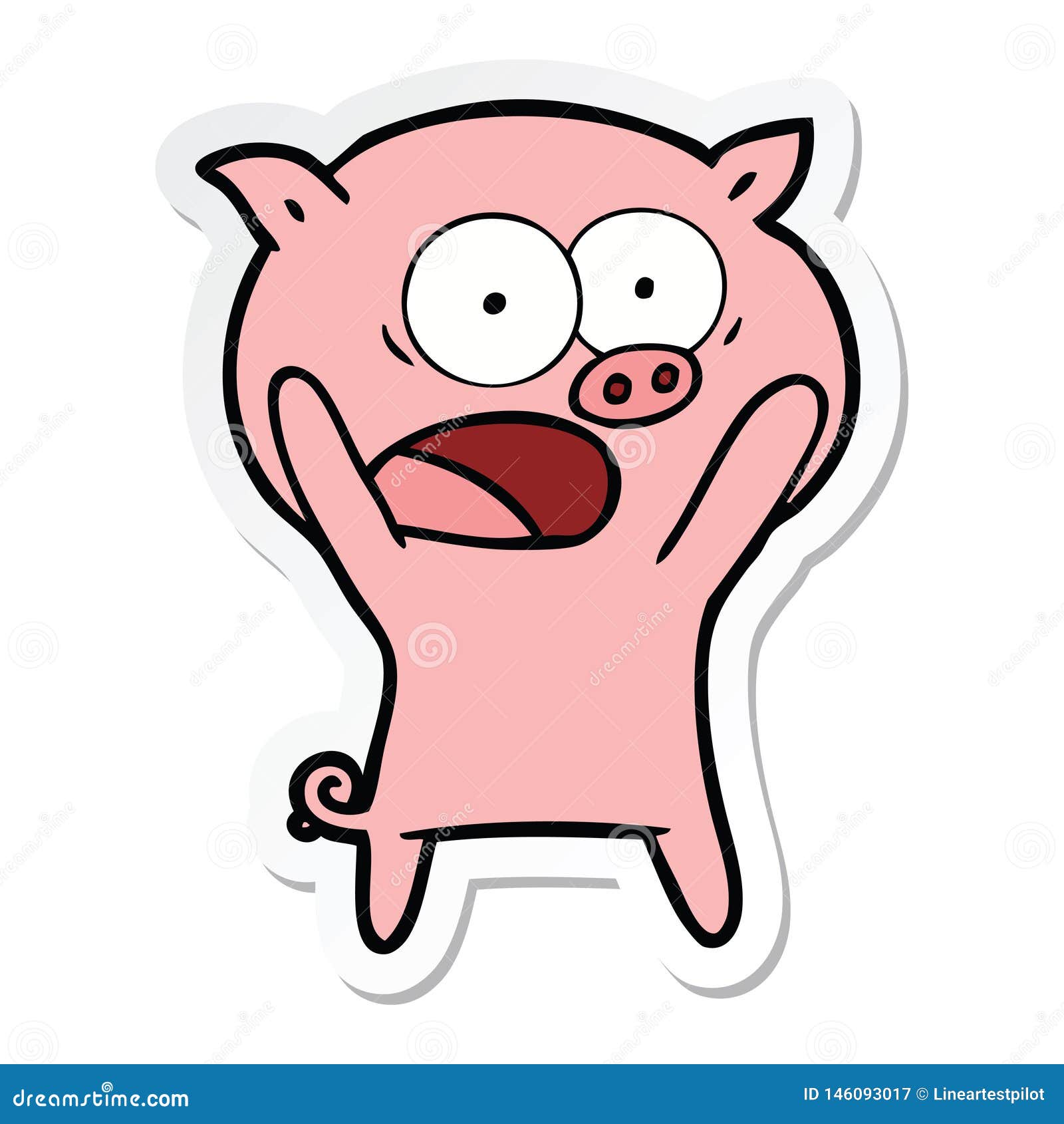 Sticker of a Cartoon Pig Shouting Stock Vector - Illustration of ...
