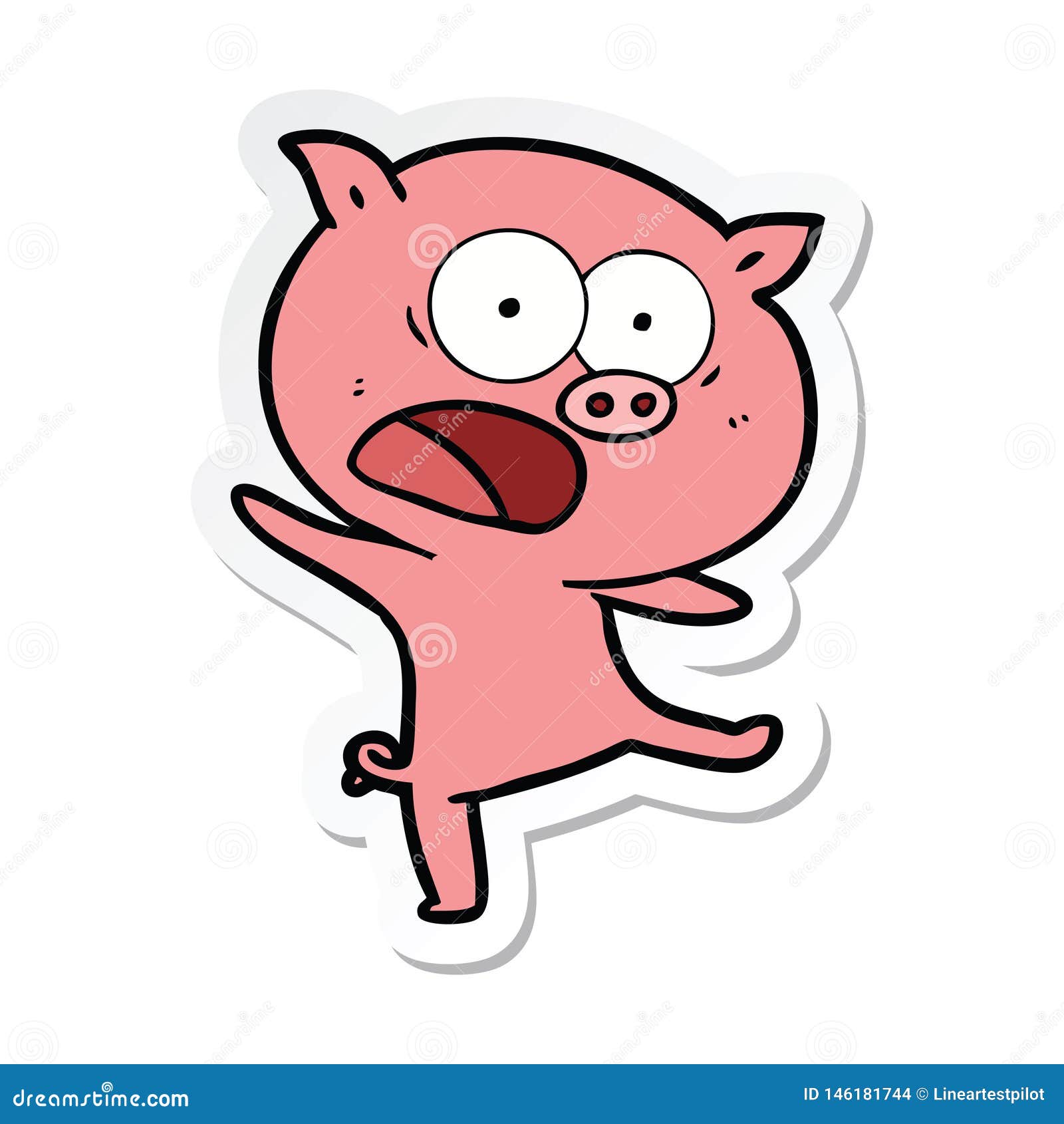 Sticker of a Cartoon Pig Shouting Stock Vector - Illustration of farm ...