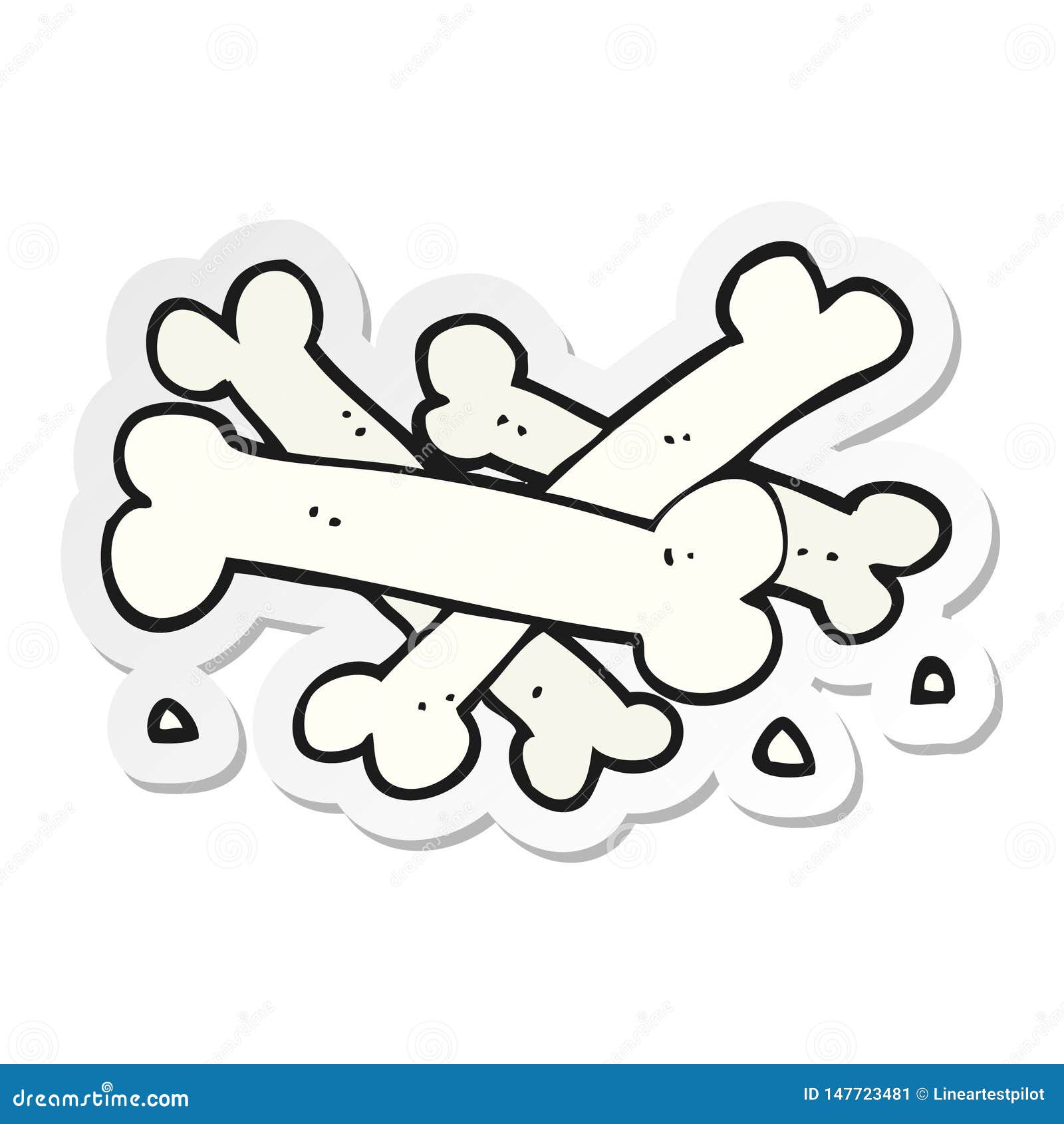 Sticker of a Cartoon Pile of Bones Stock Vector - Illustration of ...